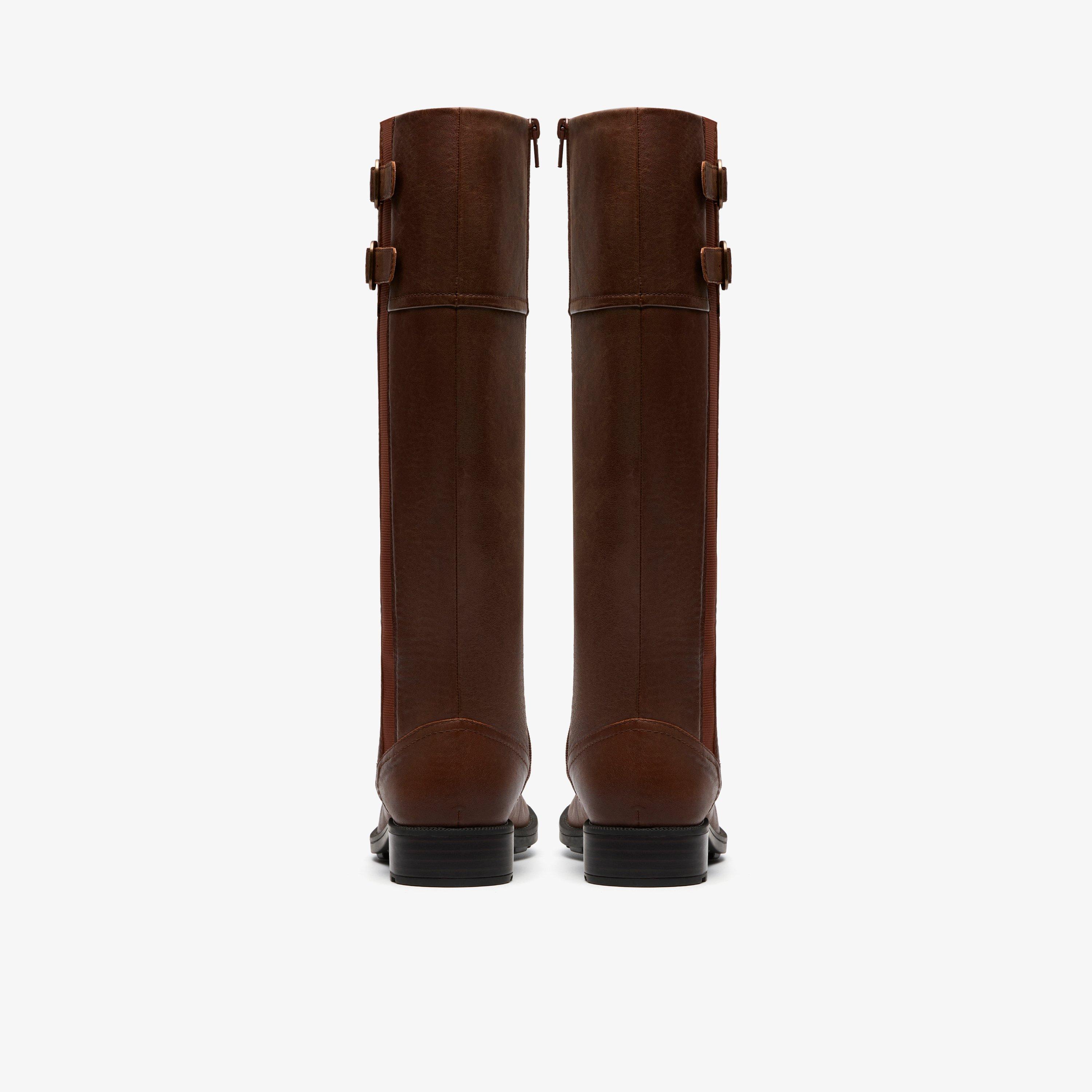 Womens Adalynn Hope British Tan Leather Knee High Boots | Clarks