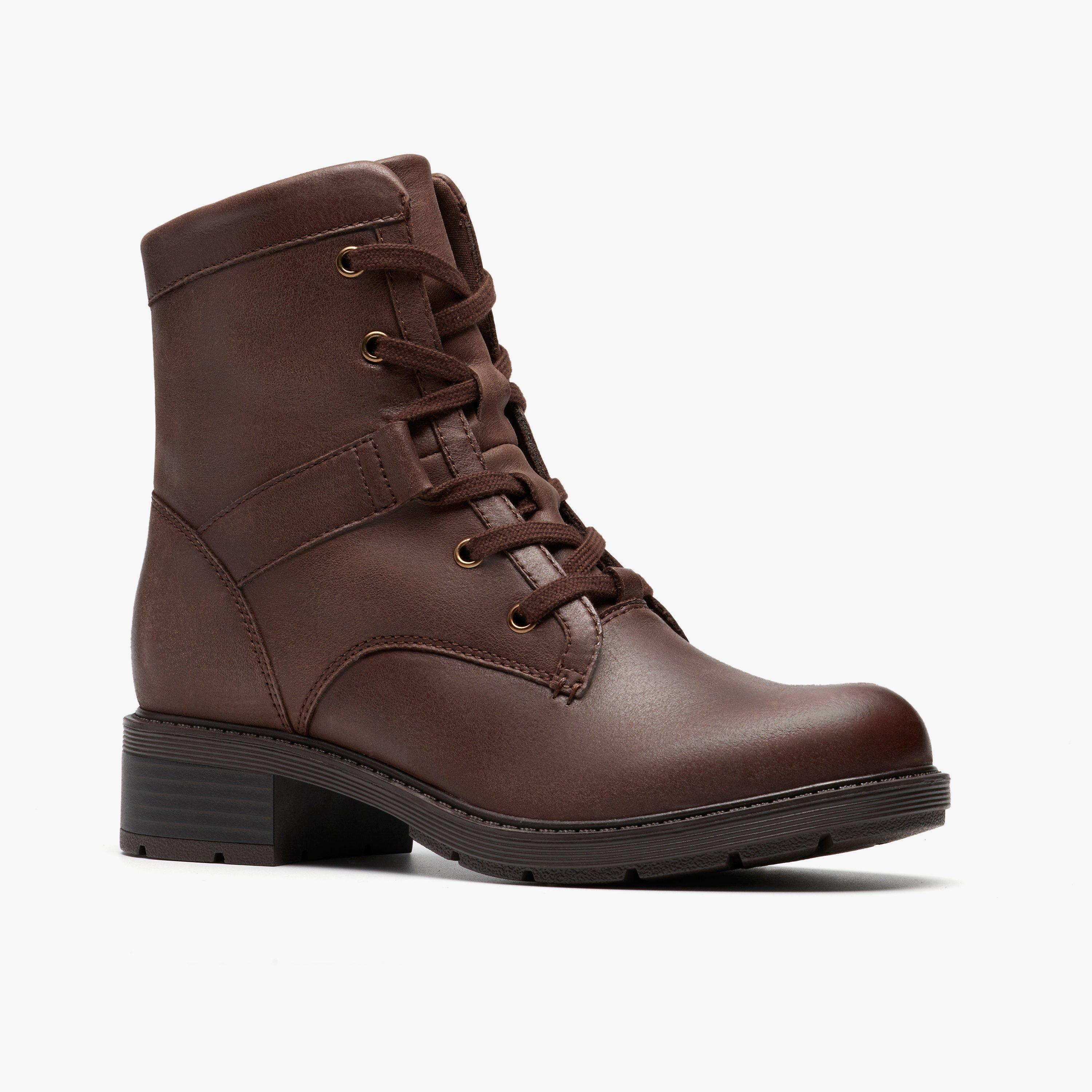 Womens Hearth Parker Brown Leather Ankle Boots | Clarks