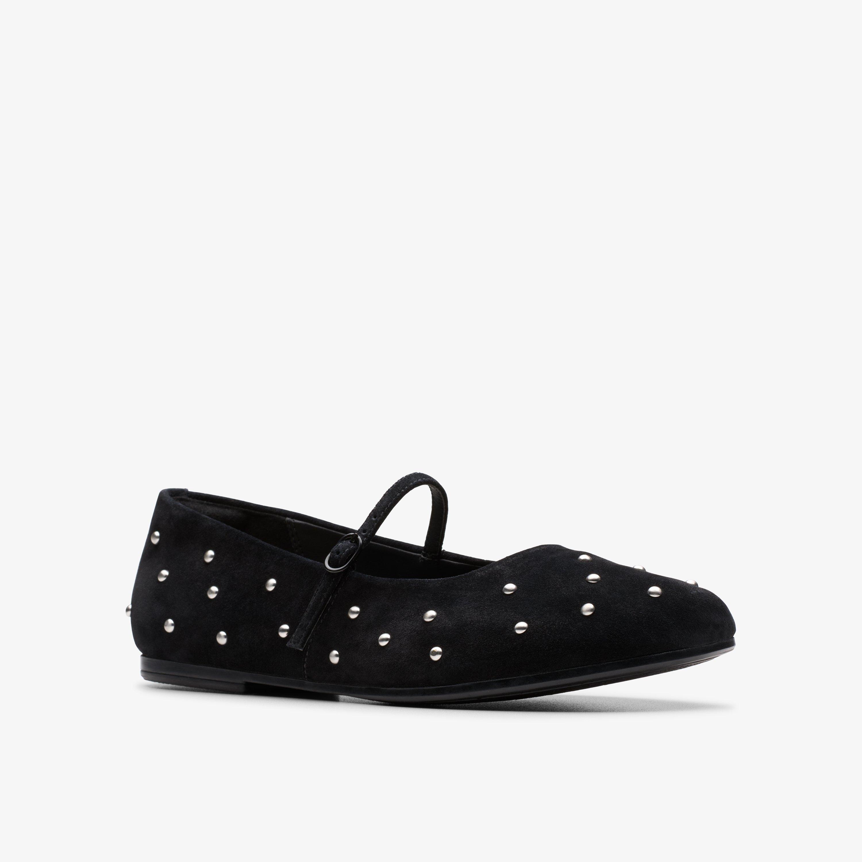 Womens Livia Stud Black Suede Mary Janes | Clarks