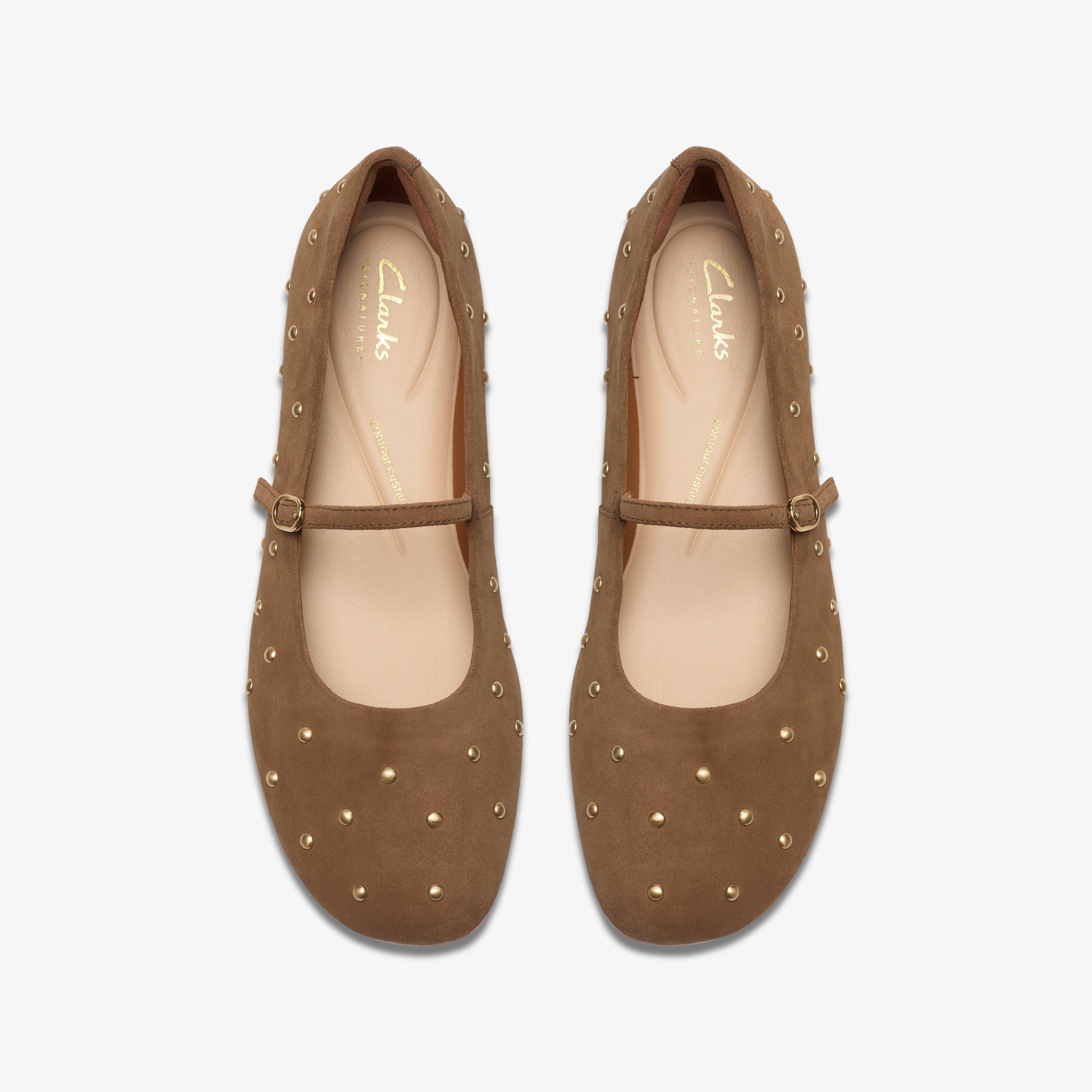 Womens Livia Stud Walnut Suede Bar Shoes | Clarks