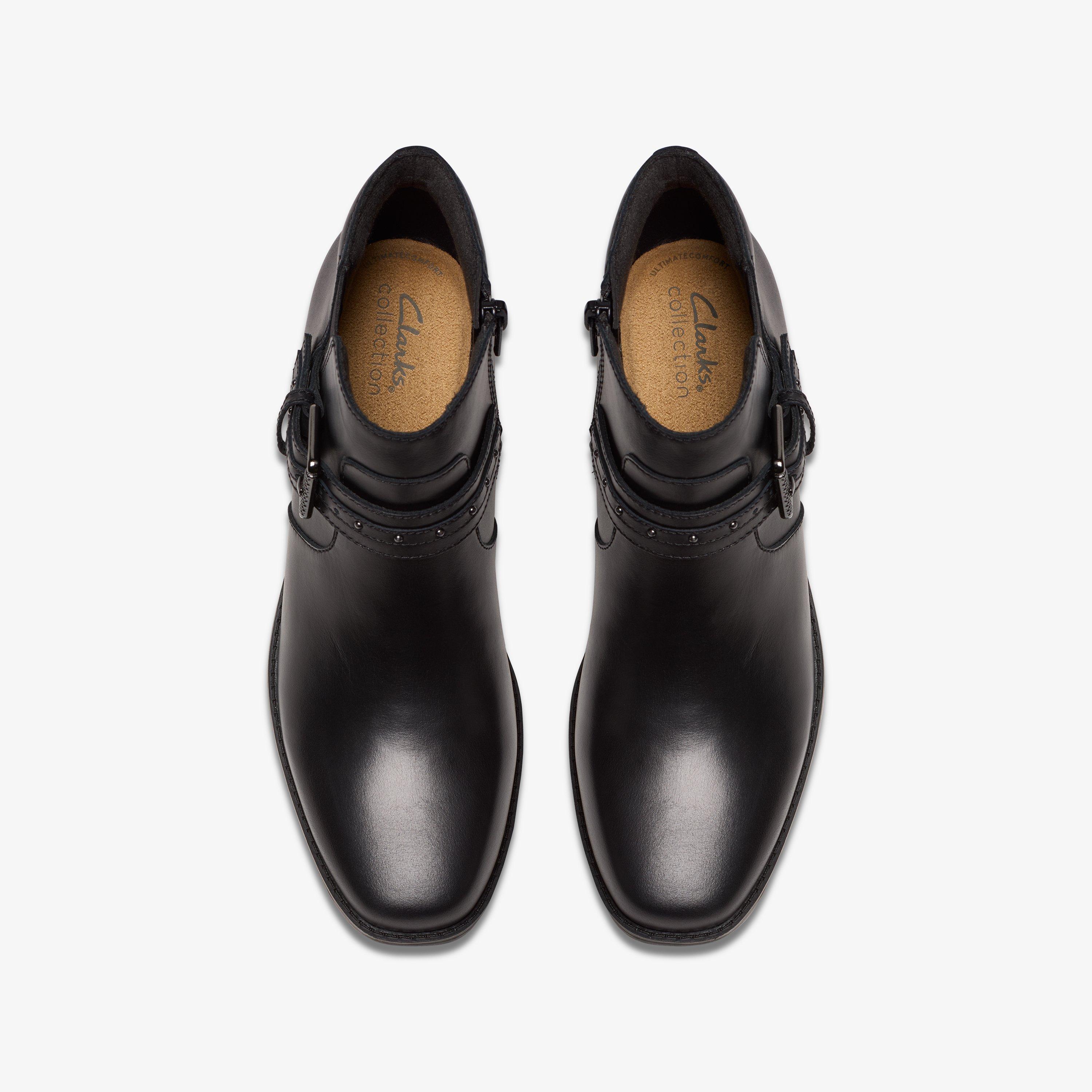 Womens Danyelle Wish Black Leather Ankle Boots | Clarks