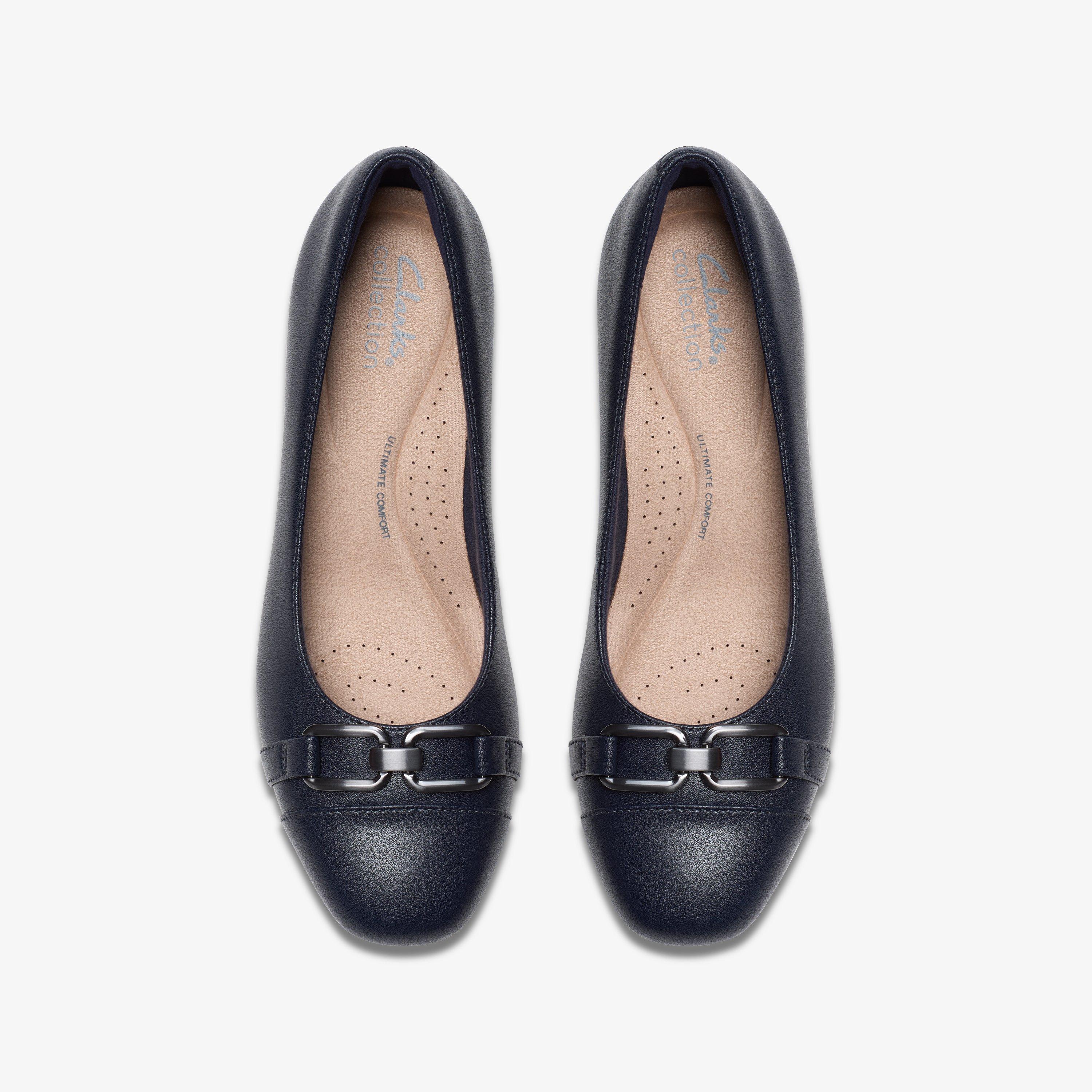 Womens Iridessa Erin Navy Leather Slip On High Heel Shoes | Clarks
