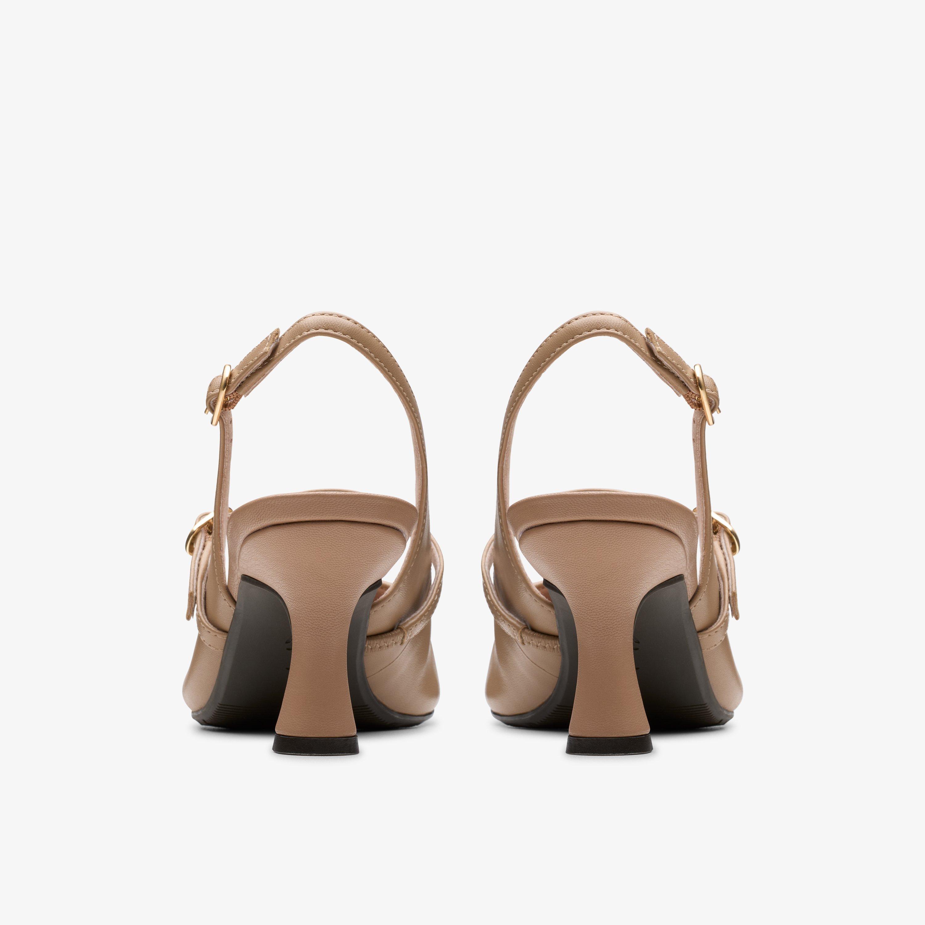 Womens Kataleyna Ruby Warm Beige Leather Shoes Heels Sling Back | Clarks Outlet