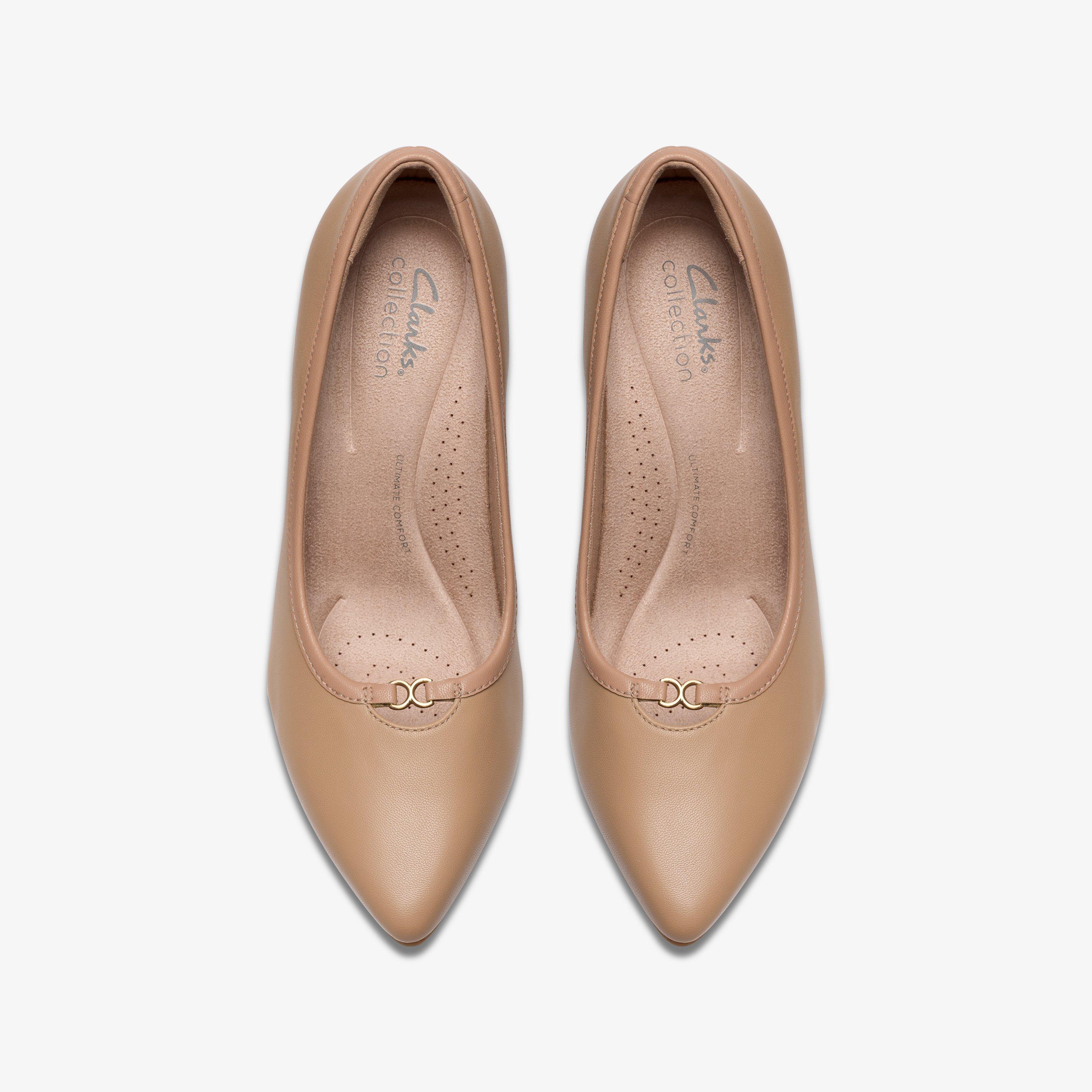 Womens Kataleyna West Beige Leather Court Shoes Heels | Clarks Outlet