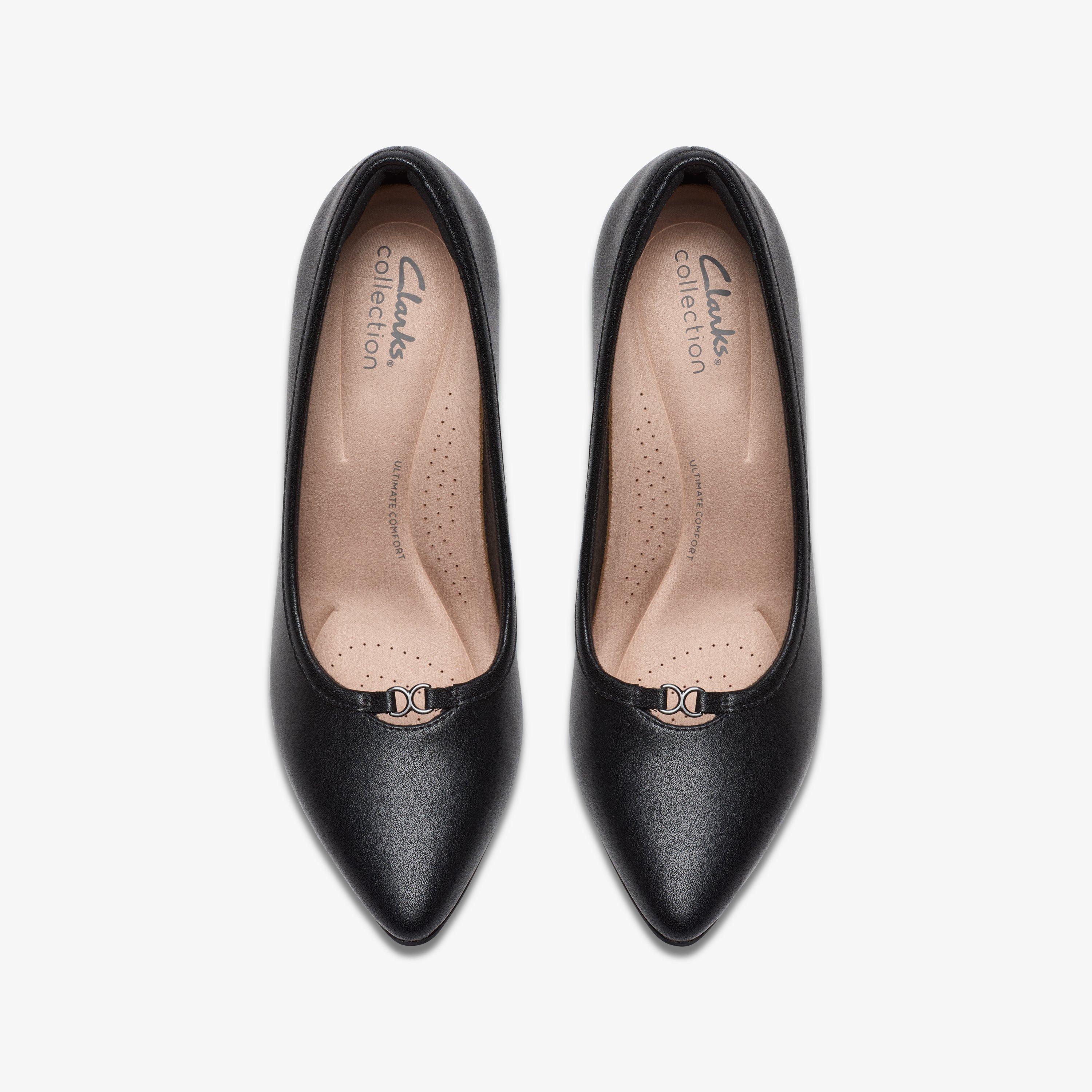 Womens Kataleyna West Black Leather Court Shoes Heels | Clarks Outlet