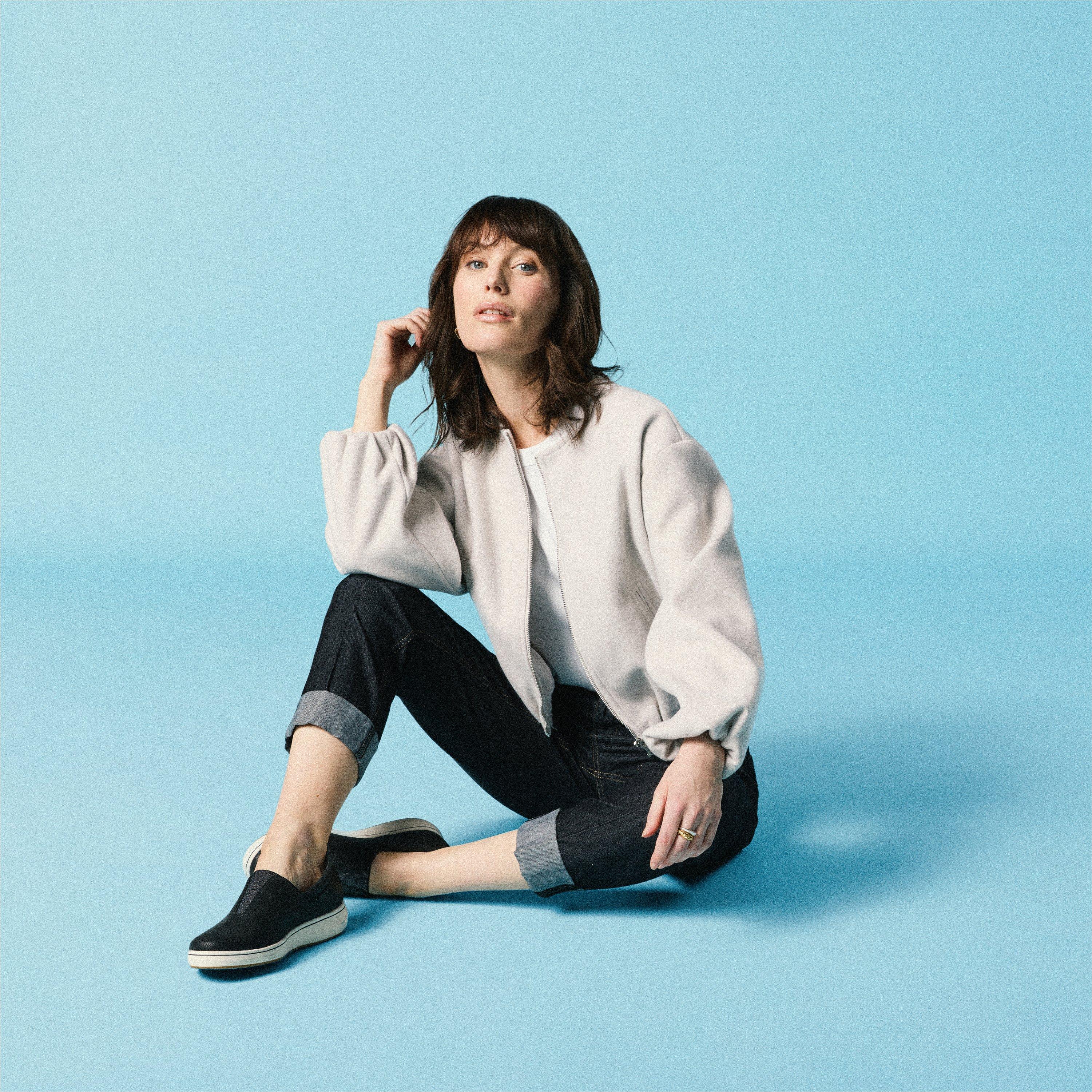 Women's BreezeSky Ria Black/White Slip-Ons | Clarks