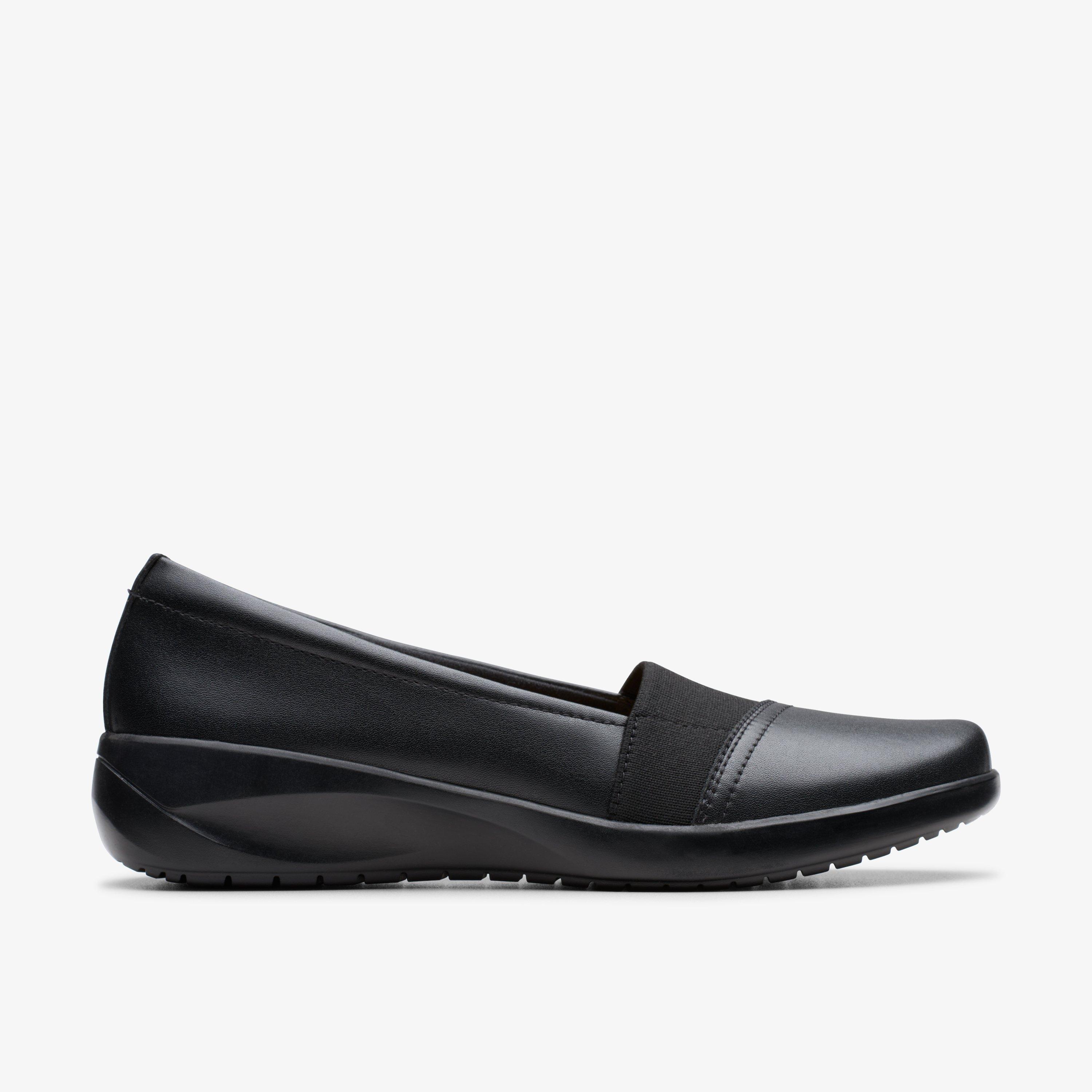 Womens Kaetlyn Rhea Black Leather Shoes Slip Ons | Clarks Outlet