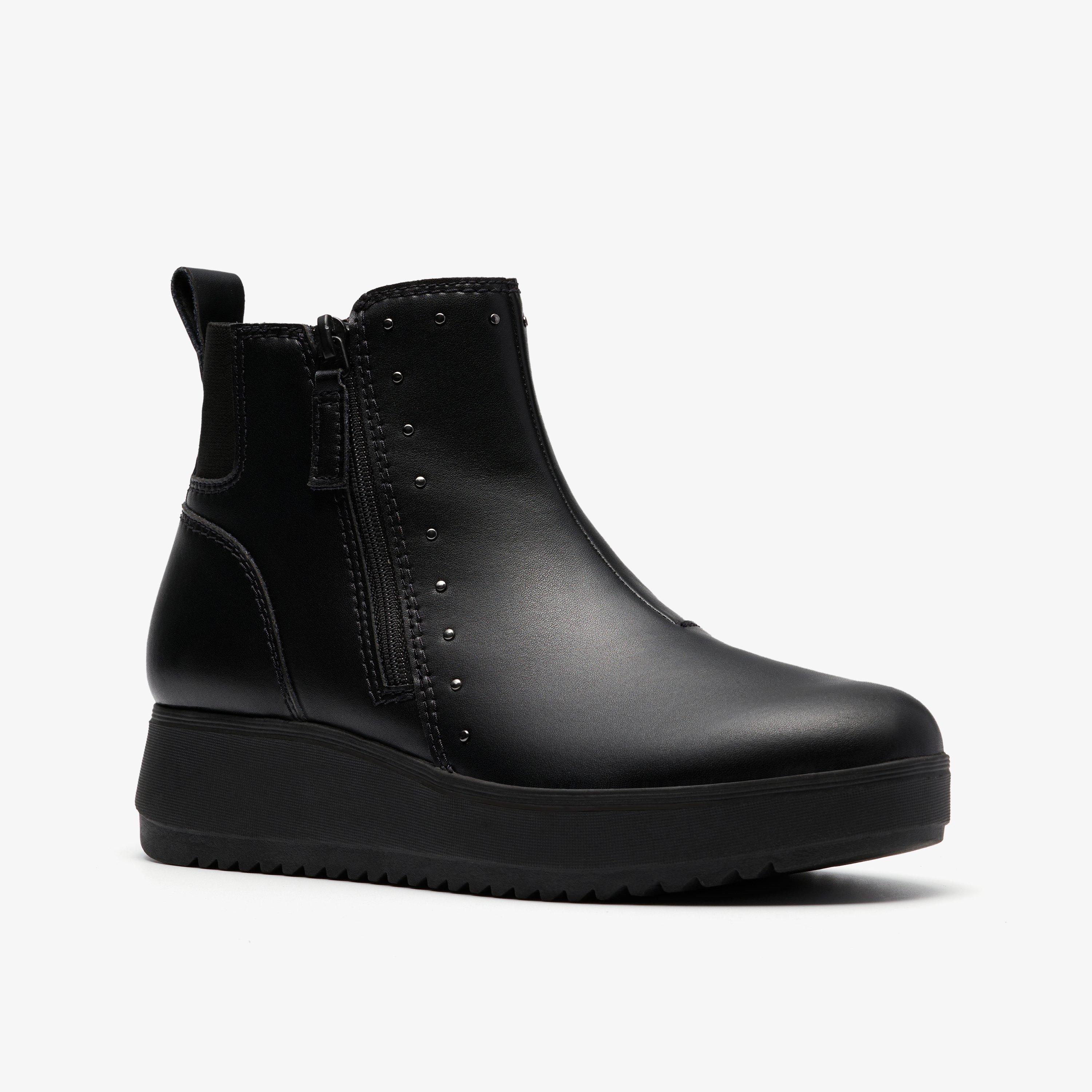 Womens Zylah Willow Black Leather Ankle Boots Boots | Clarks UK