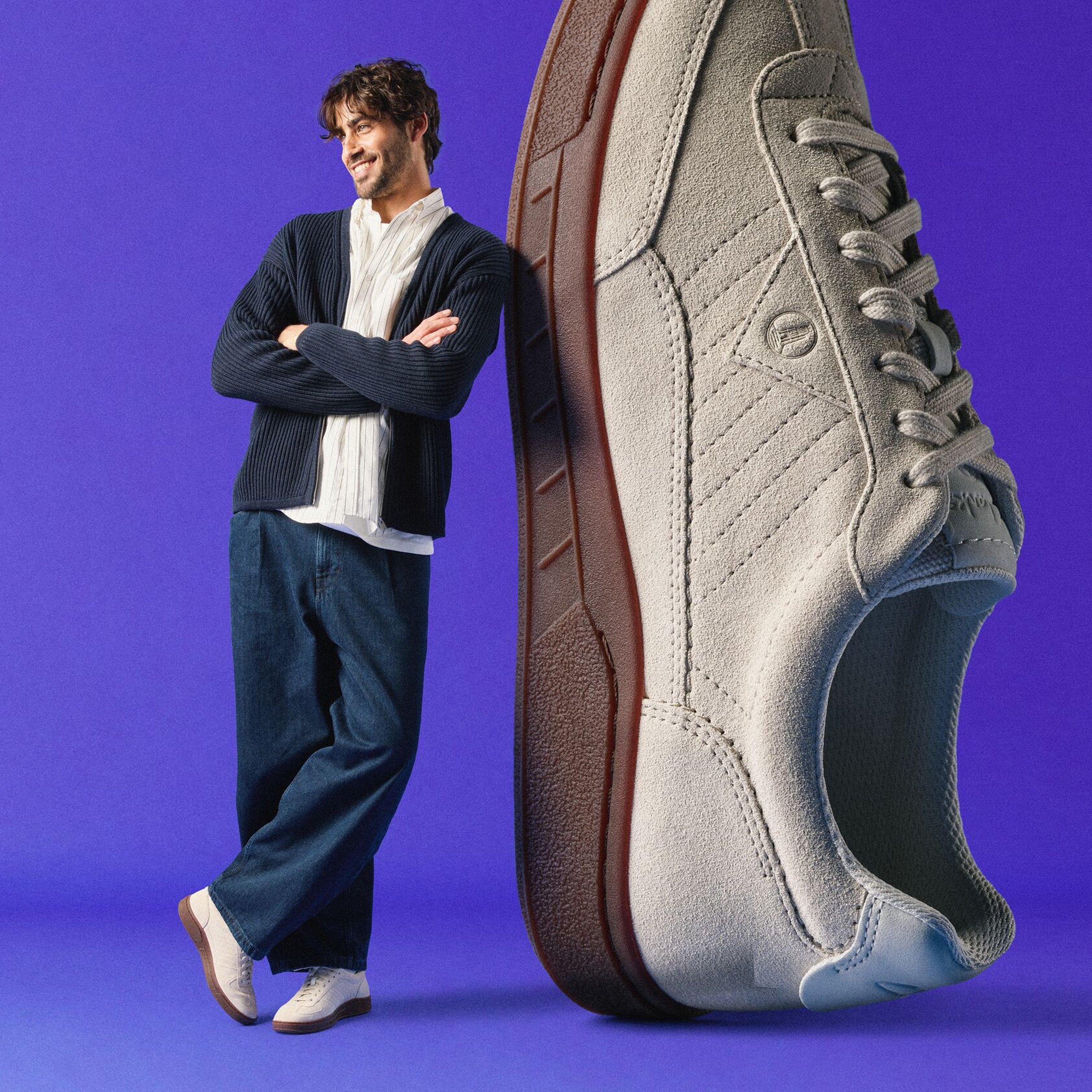 Mens Craft Rally Ace Off White Suede Trainers Lace Up | Clarks UK