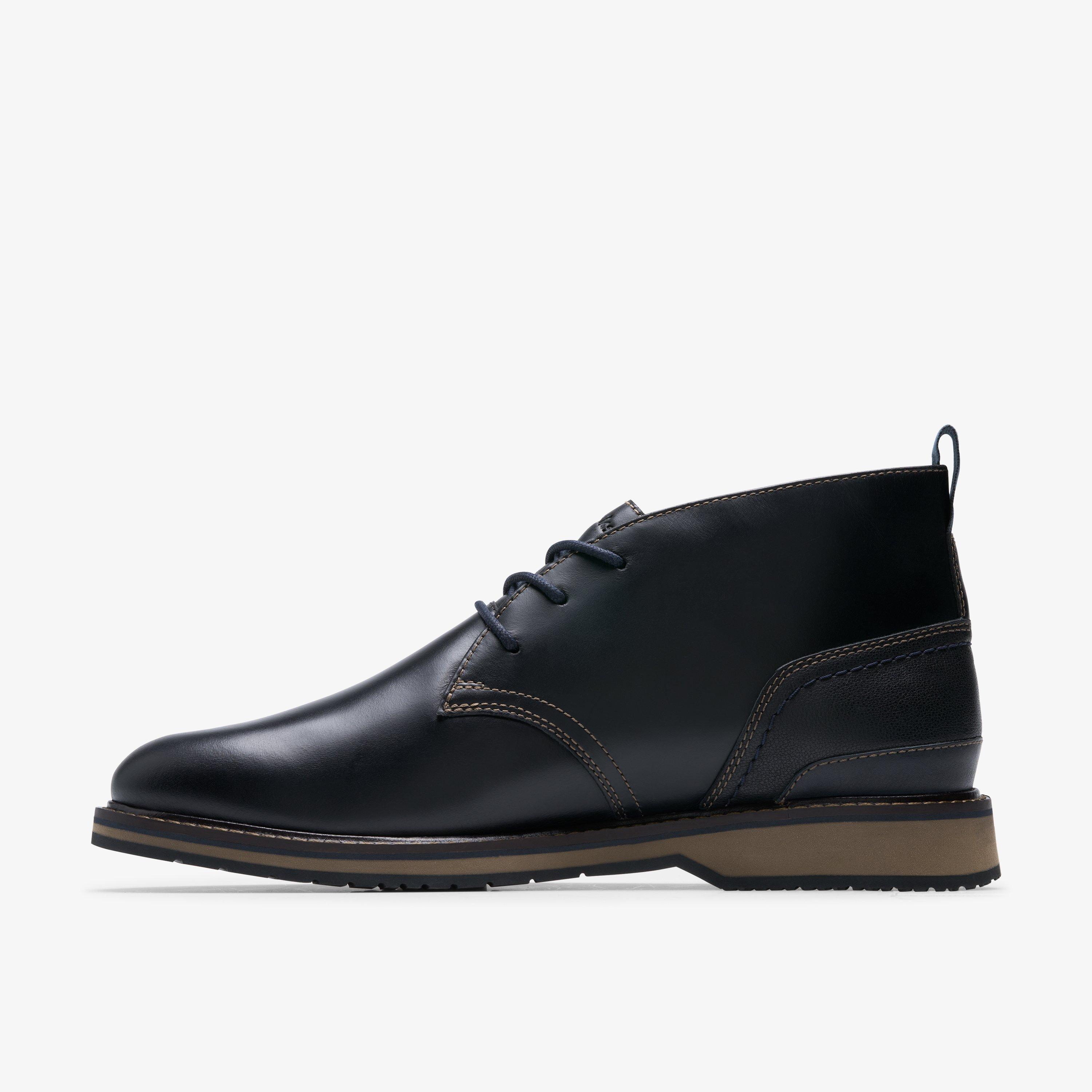 Mens Monahan Chukka Black Smooth Boots | Clarks