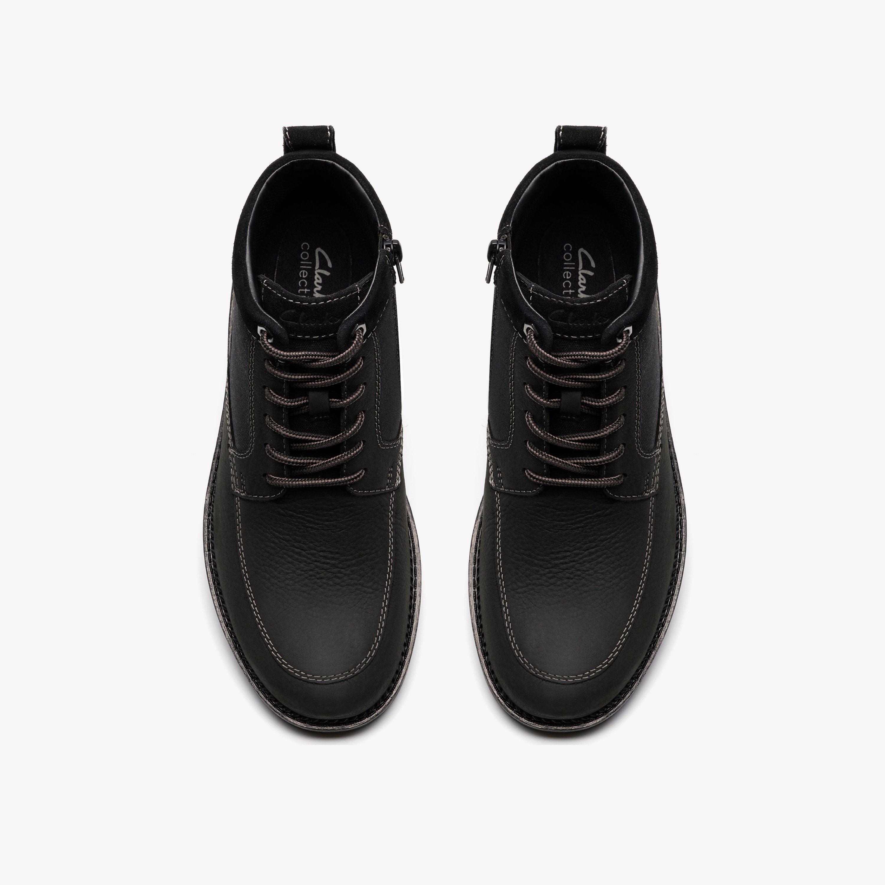 Mens Maplewalk Rise Black Leather Ankle Boots | Clarks