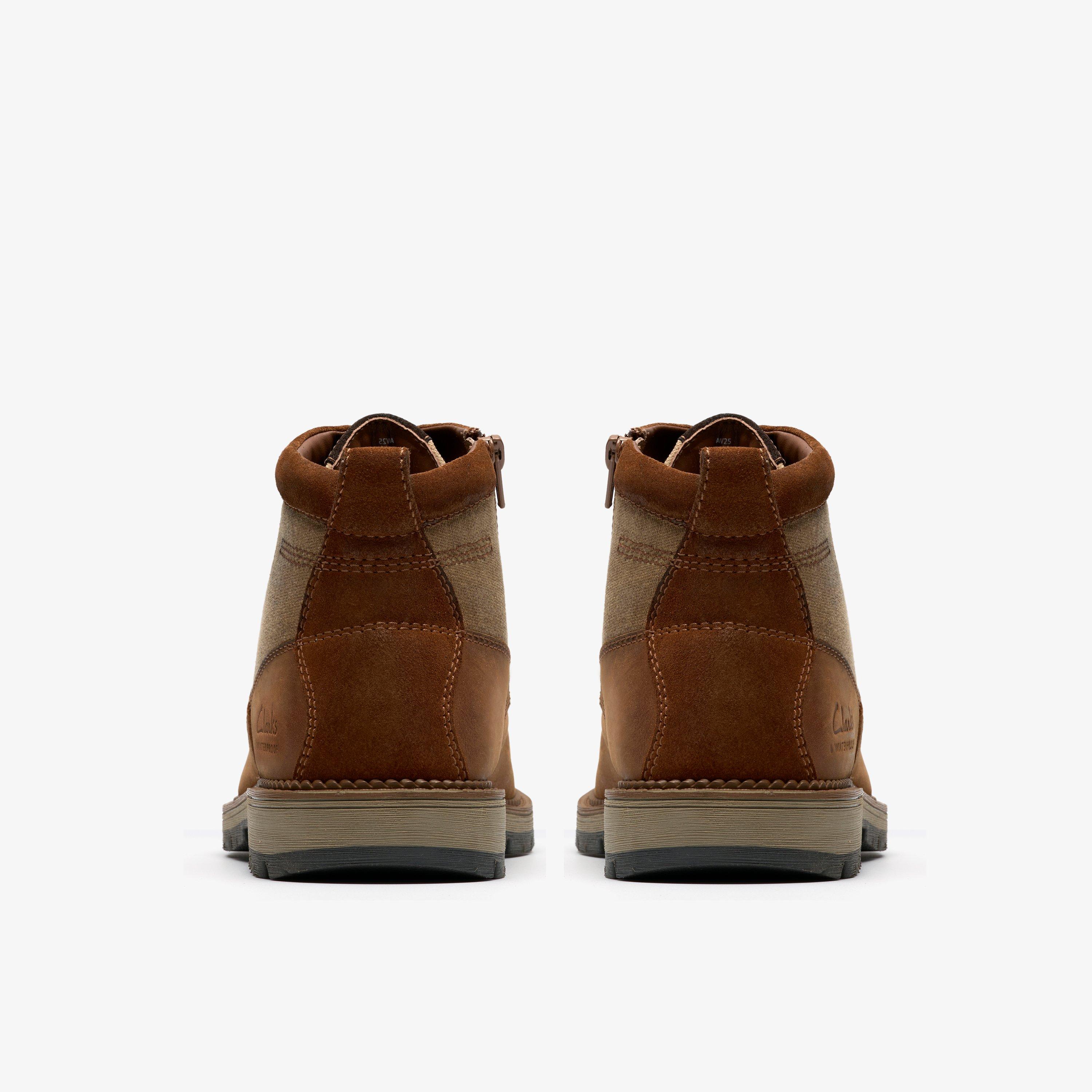 Mens Maplewalk Rise Dark Tan Leather Boots | Clarks