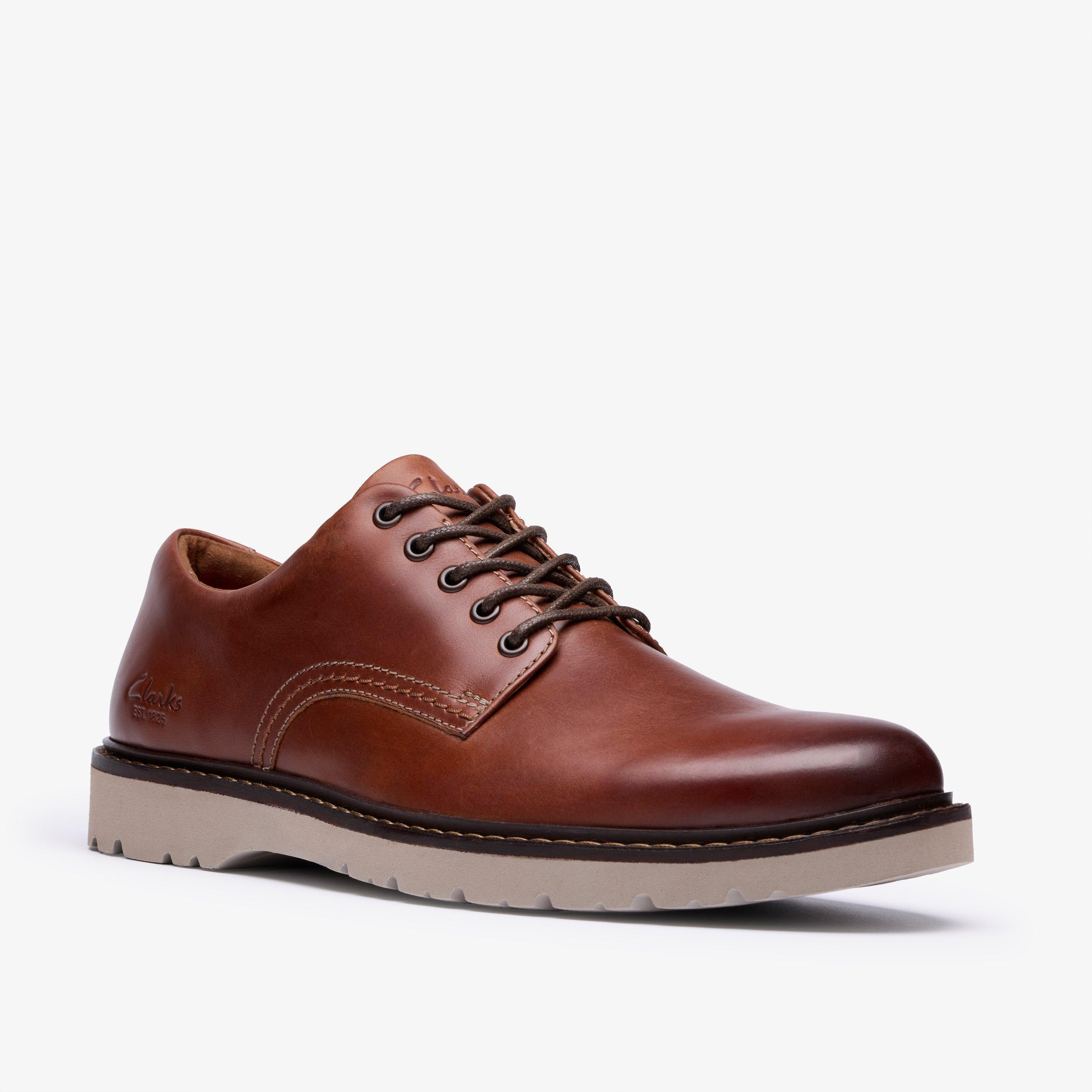 Mens Weltridge Low Dark Tan Derby Lace Up Shoes | Clarks