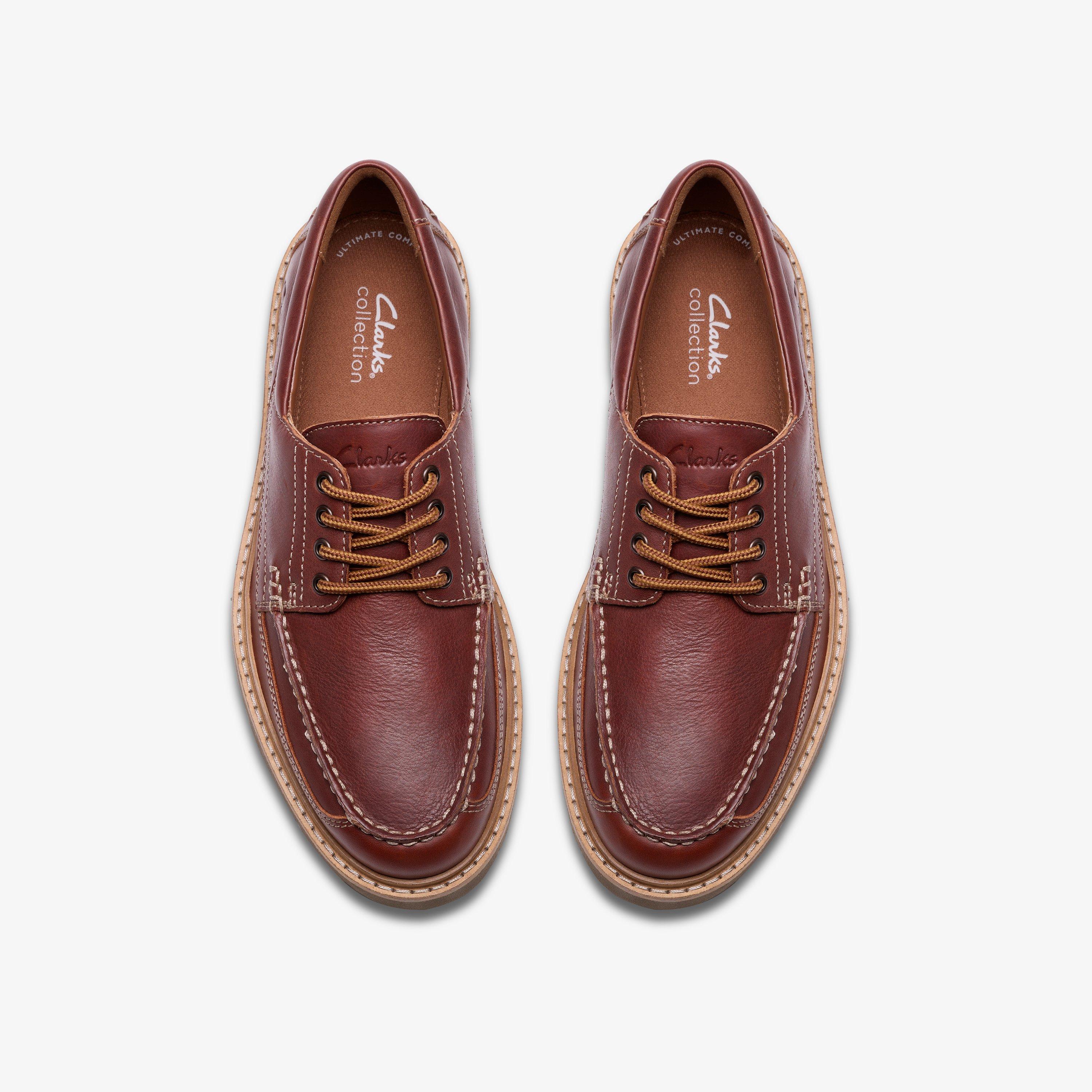 Mens Weltridge Moc Dark Tan Leather Moccasins Lace Up Shoes | Clarks