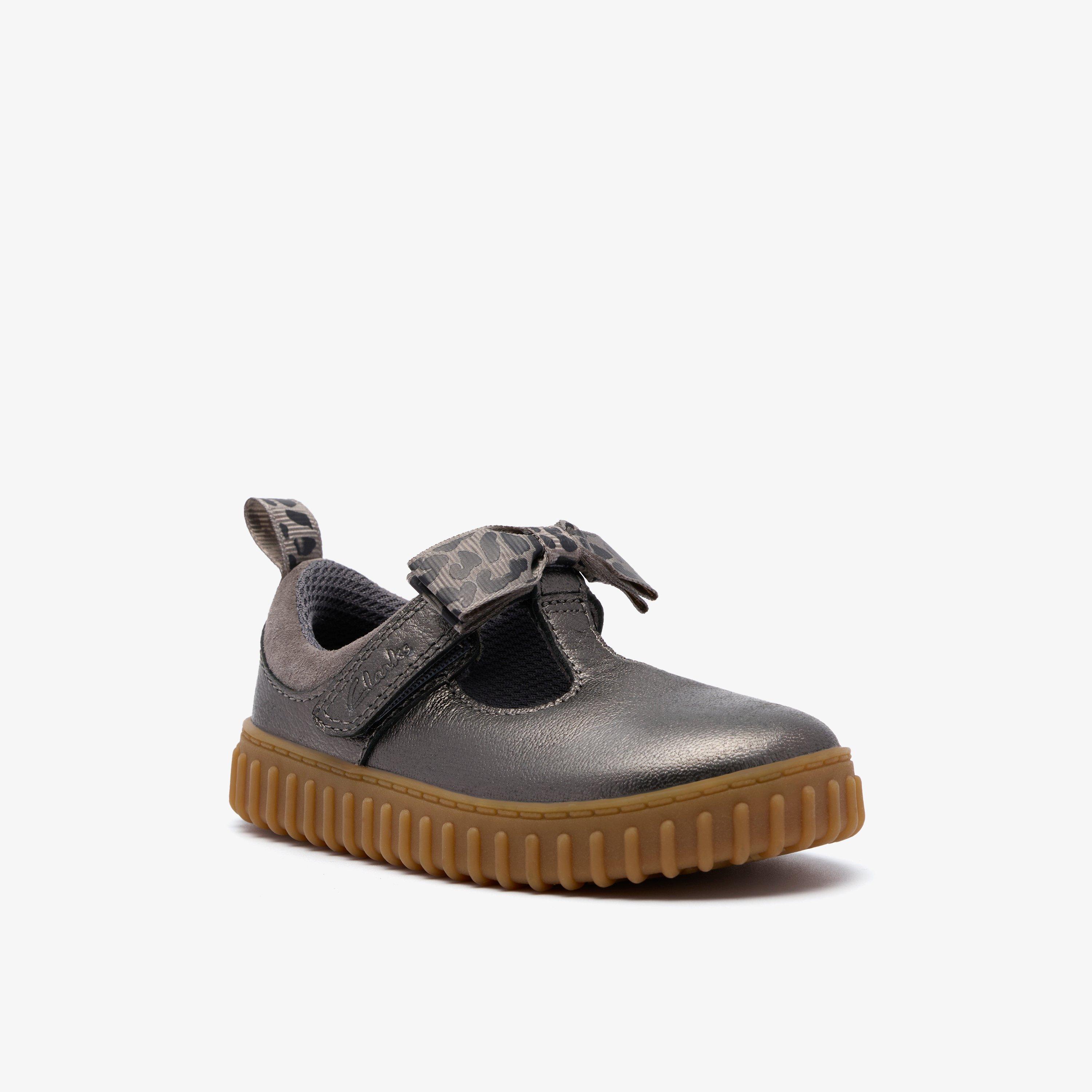 Girls Cove Bow Toddler Silver Metallic T Bar Shoes | Clarks