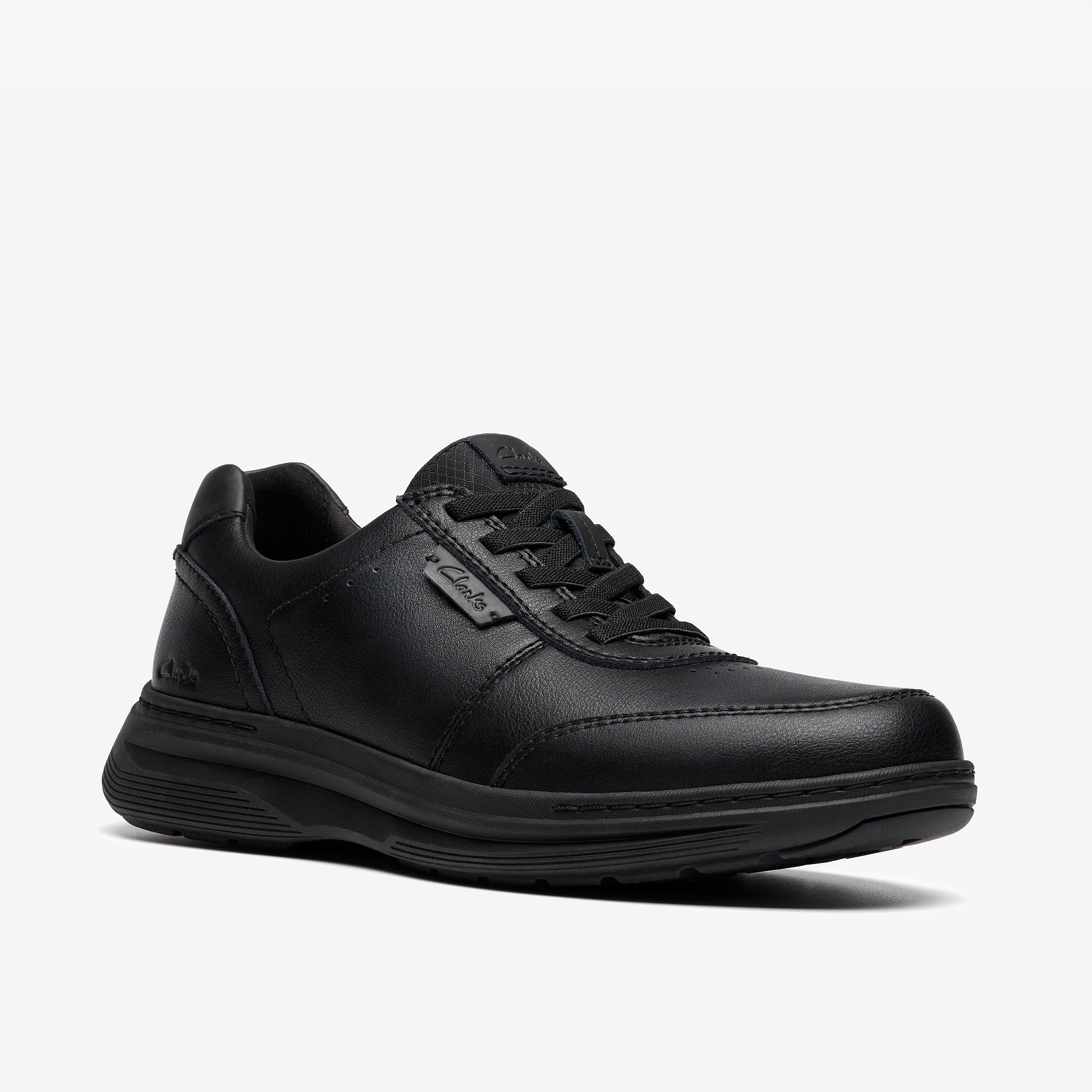 Mens Craftwell Lace Black Leather Sneaker| Clarks
