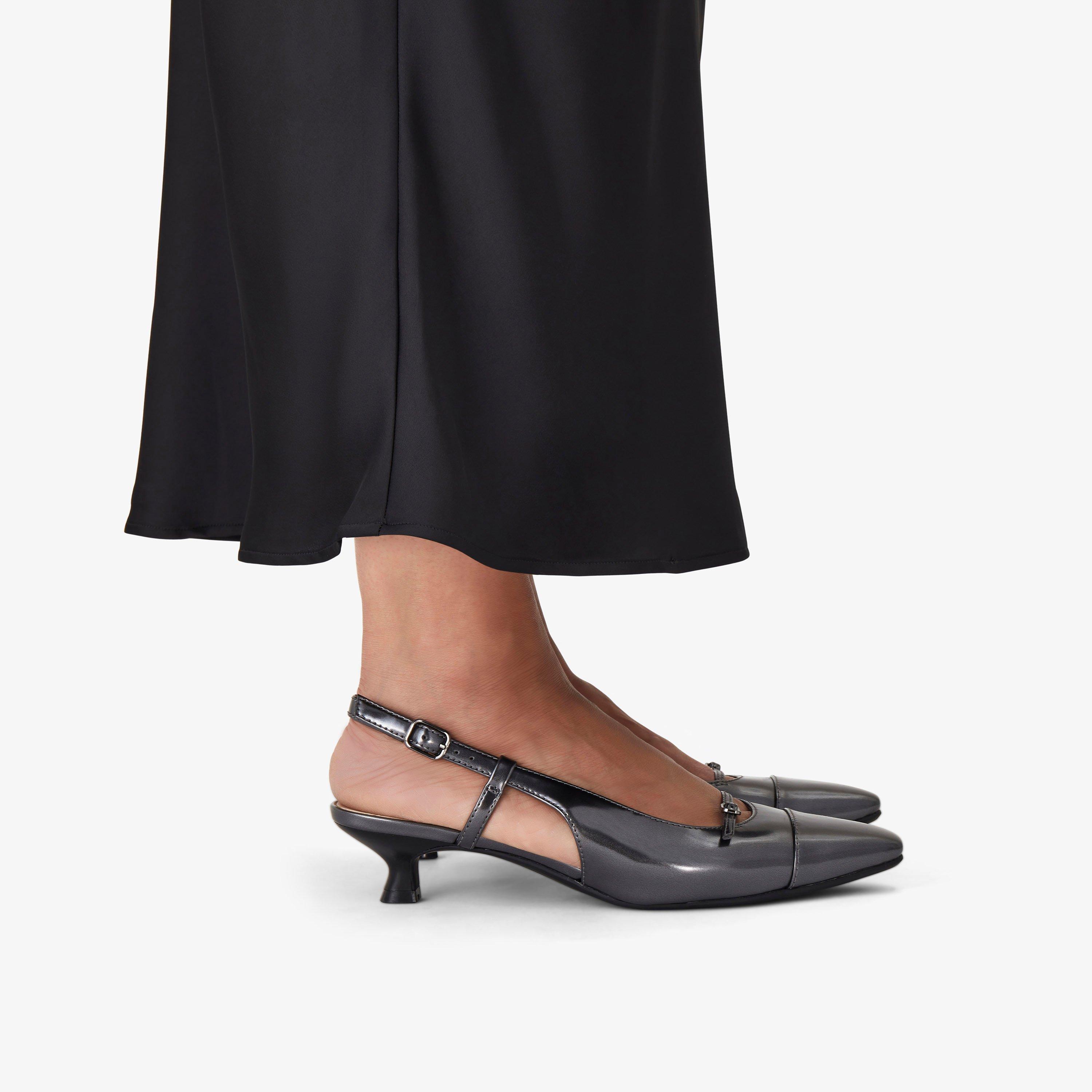 Womens Scarlyt Rowan Dark Pewter Metallic Heels, Sling Back Shoes ...