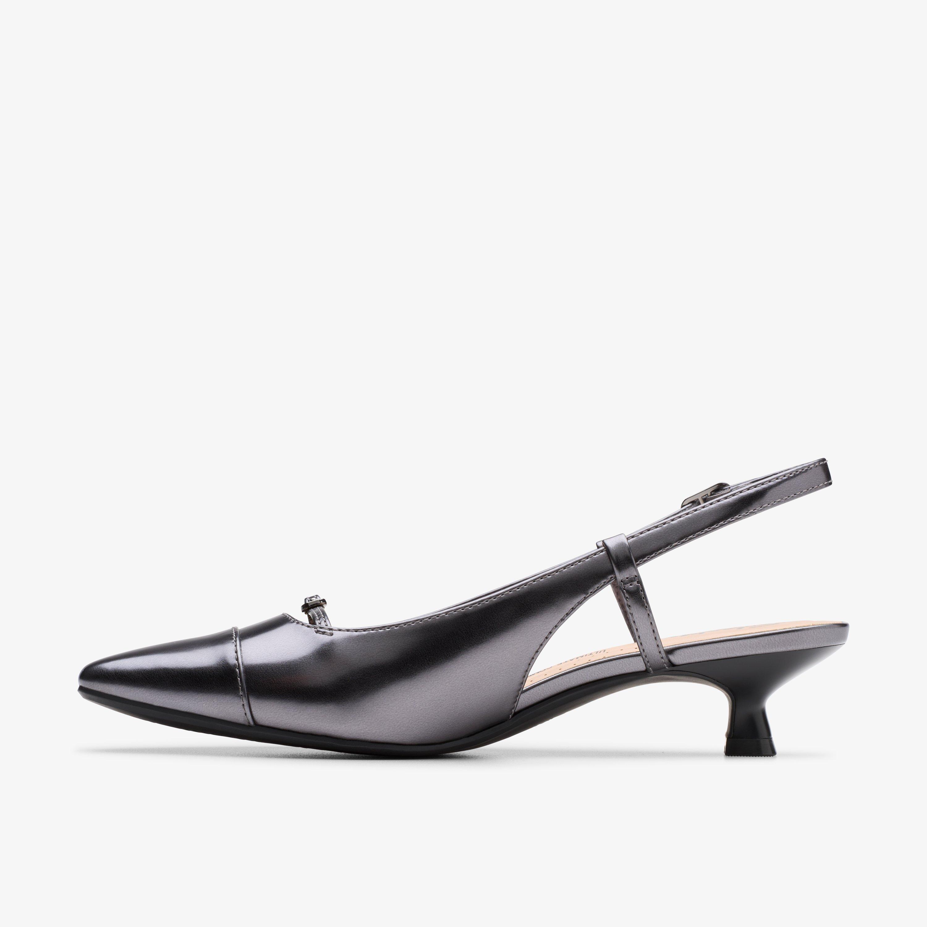 Womens Scarlyt Rowan Dark Pewter Metallic Heels, Sling Back Shoes ...