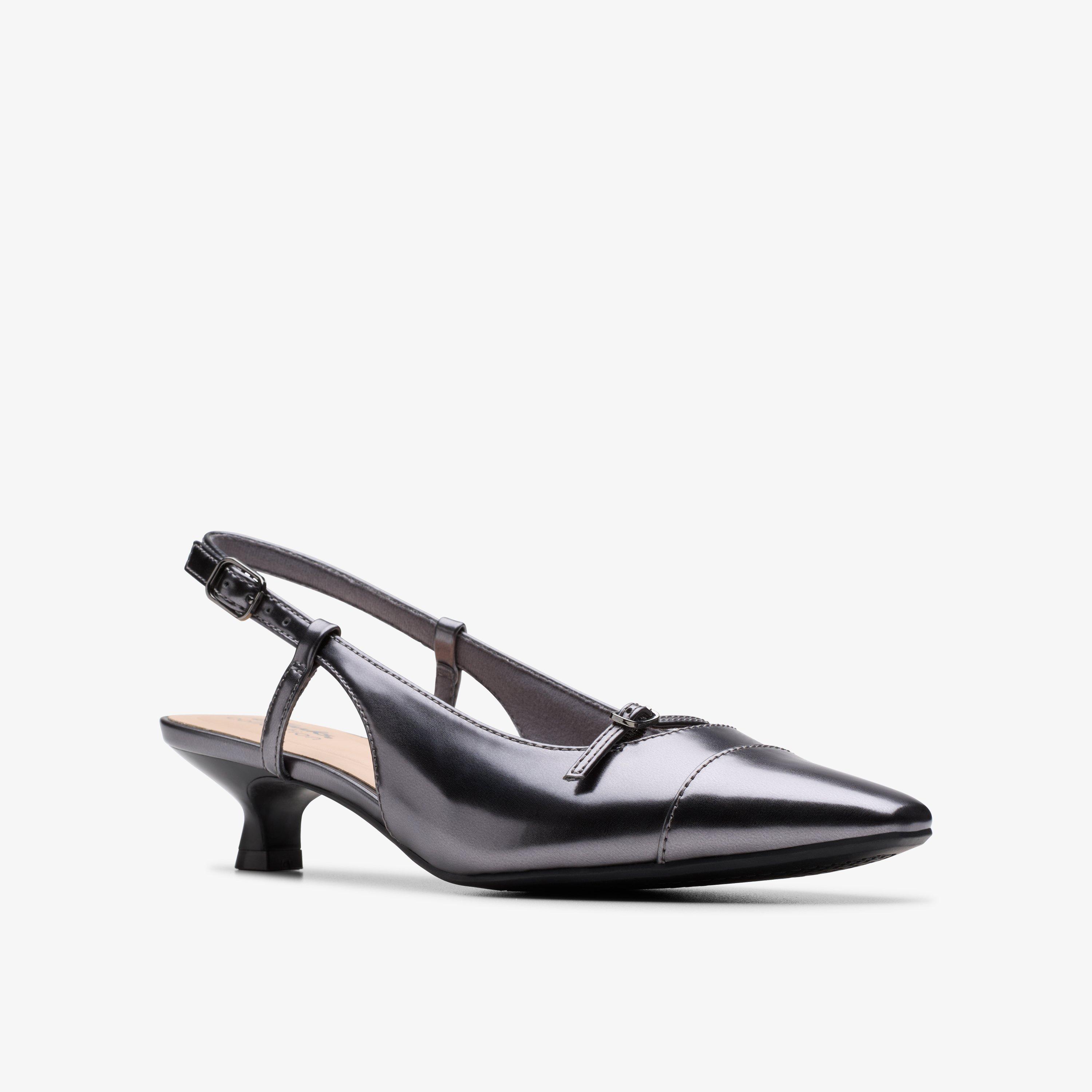 Womens Scarlyt Rowan Dark Pewter Metallic Heels, Sling Back Shoes ...