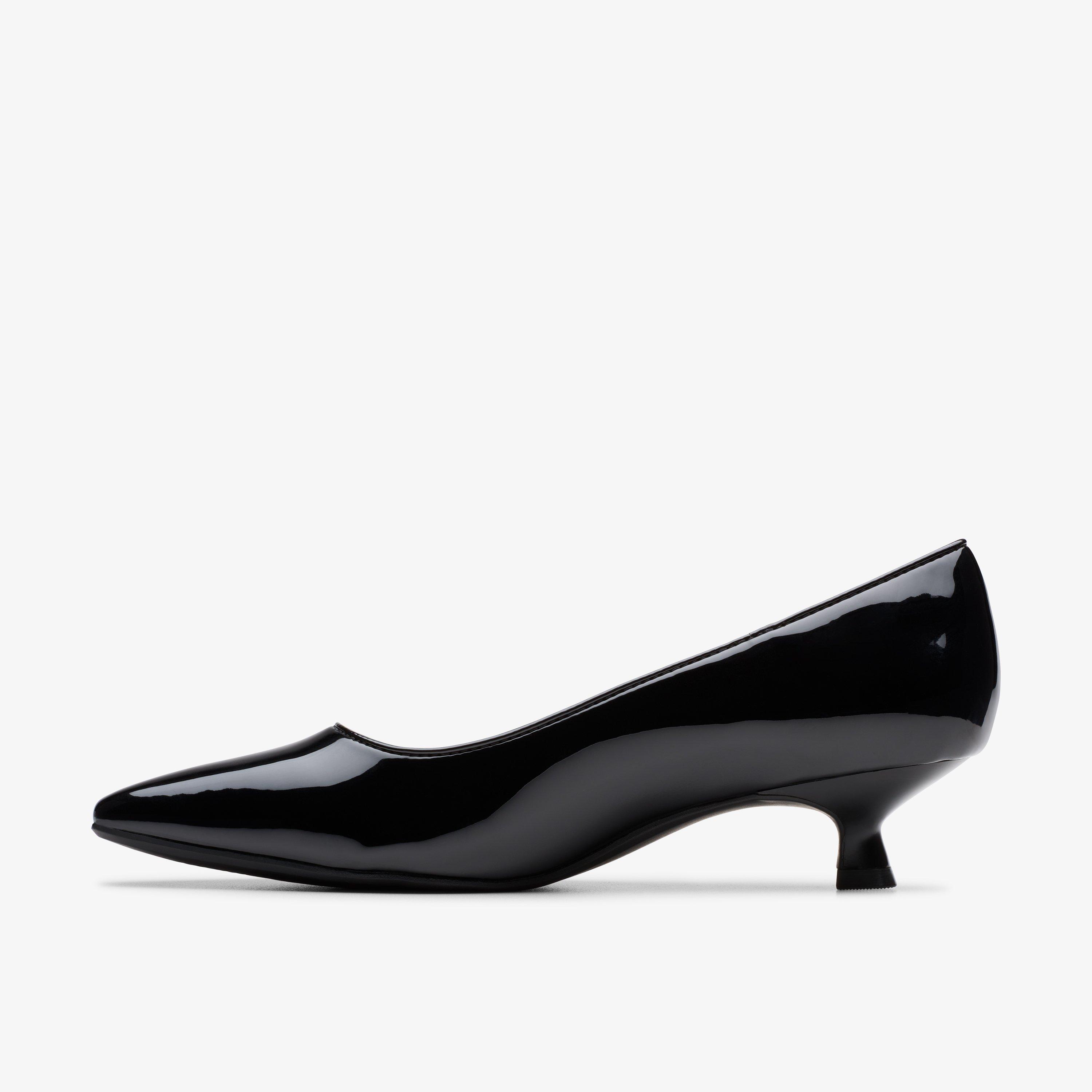 Womens Scarlyt Piper Black Patent Slip Ons, Heels Shoes | Clarks UK