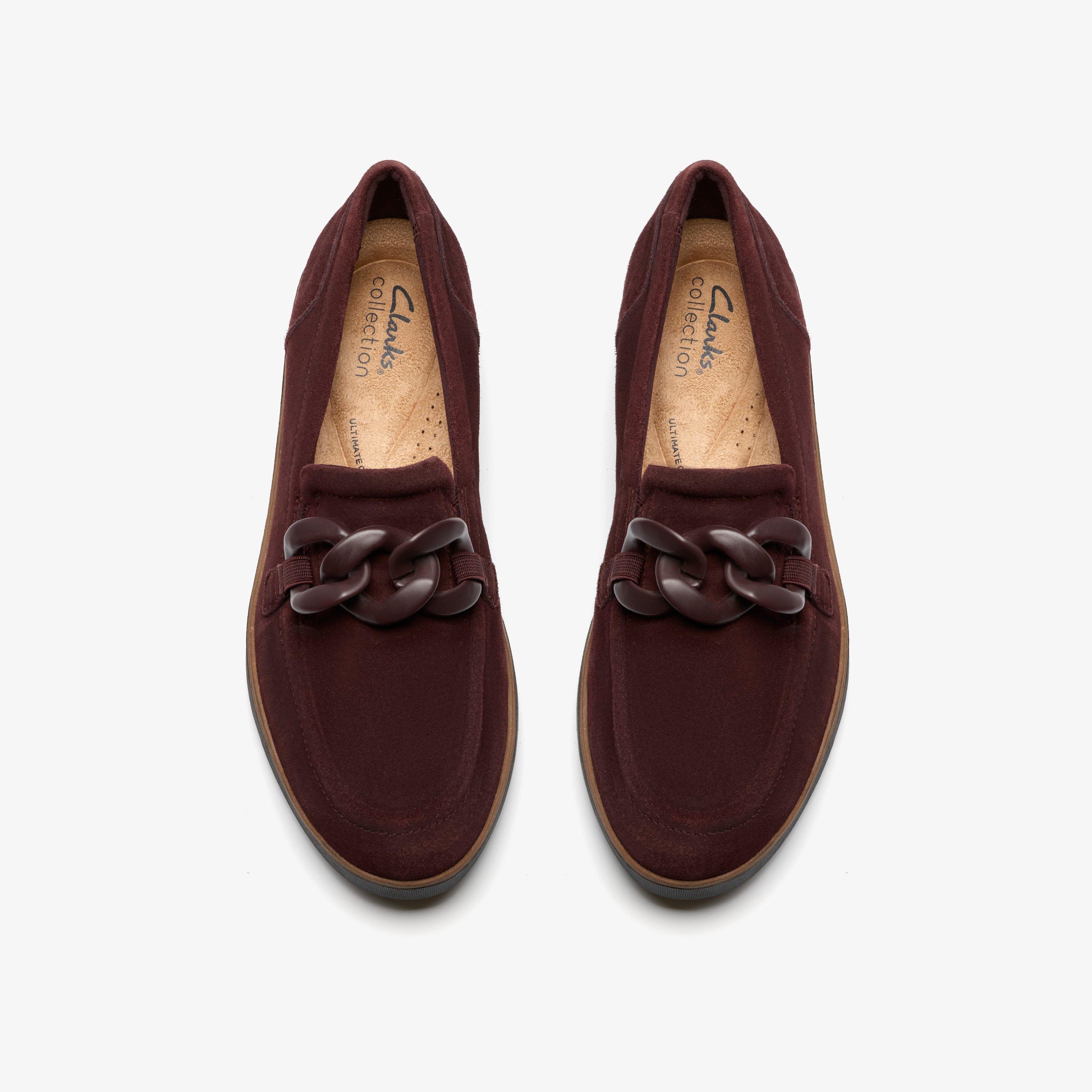 Womens Zylah May Merlot Suede Loafers, Slip Ons Shoes | Clarks UK