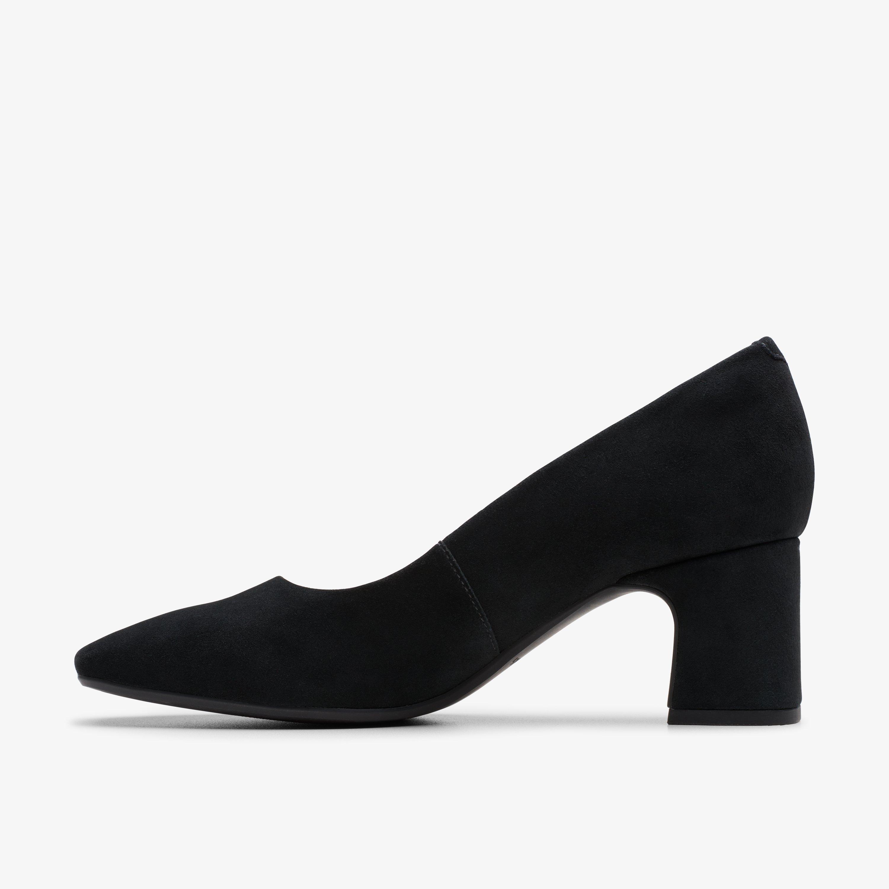 Damen Fernie Court schwarze Wildleder Court Ballett Pumps Slip On High ...