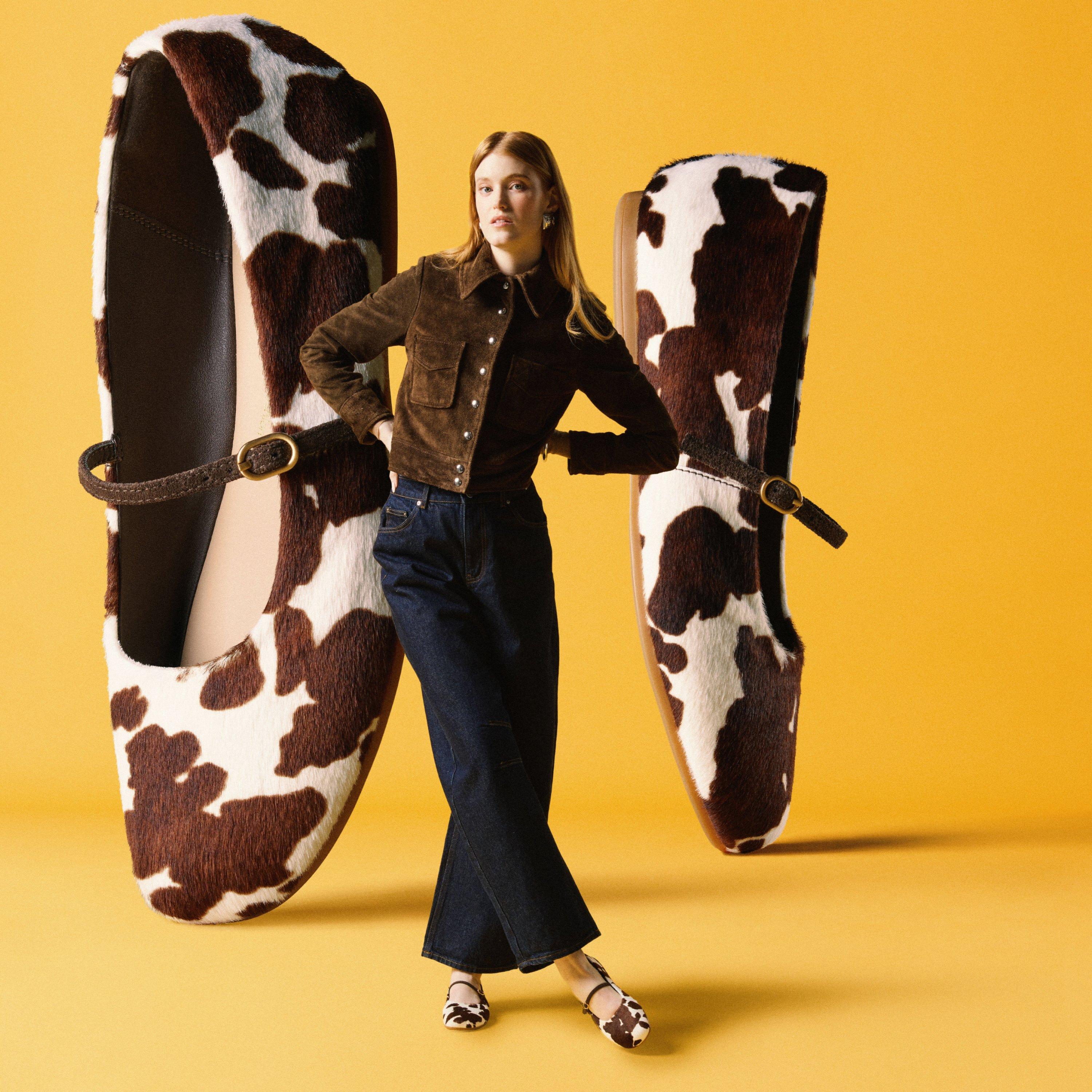 Womens Livia Sky Cow Print Ballet Pump Mary Jane Shoes | Clarks