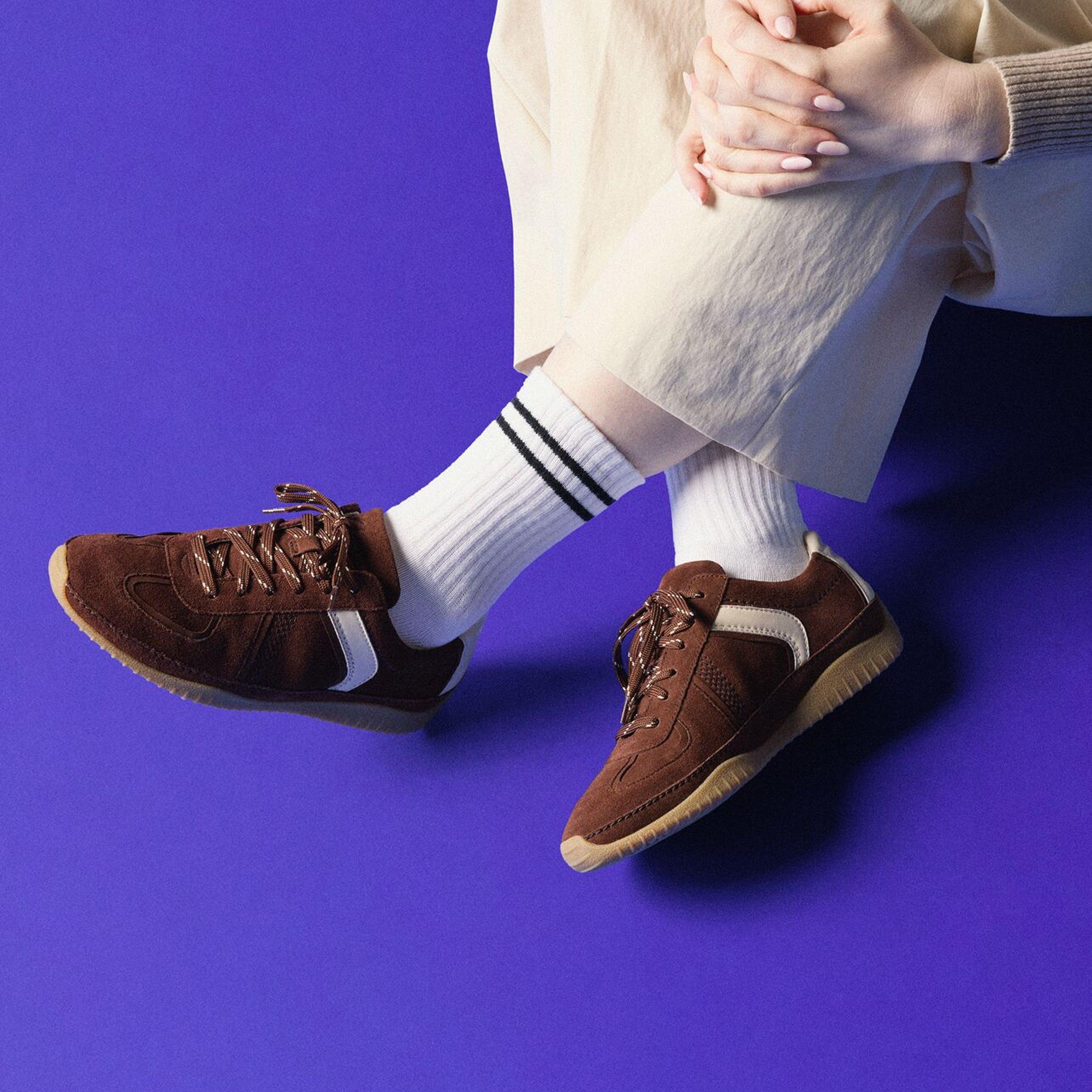 Womens Meridor Lo Brown Suede Sneakers | Clarks