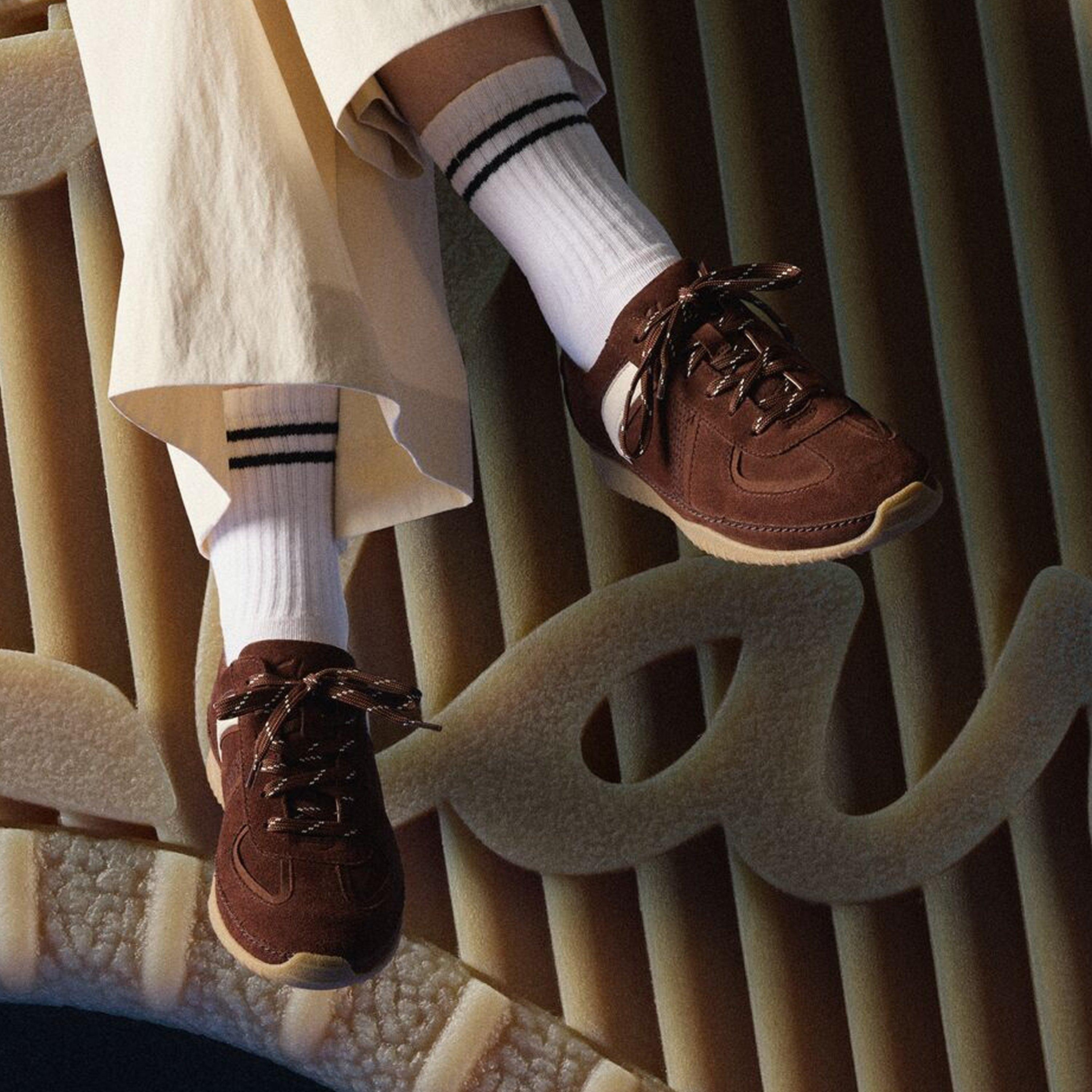 Womens Meridor Lo Brown Suede Sneakers | Clarks