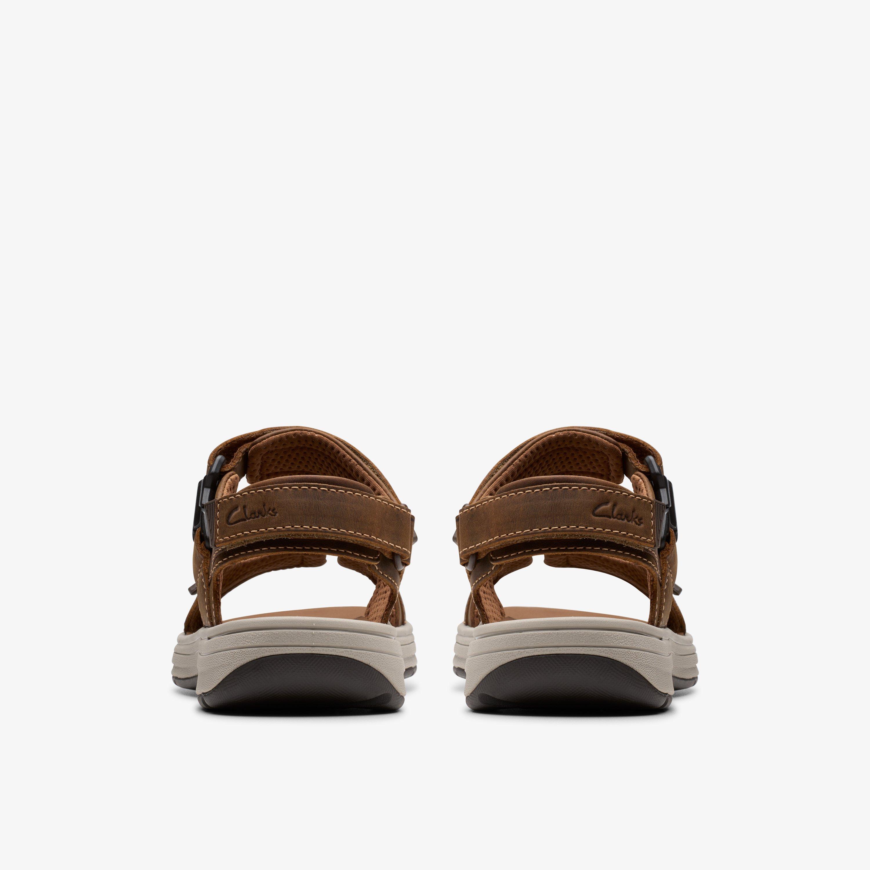 Mens Saltway Edge Light Tan Leather Flat Sandals Sandals | Clarks UK