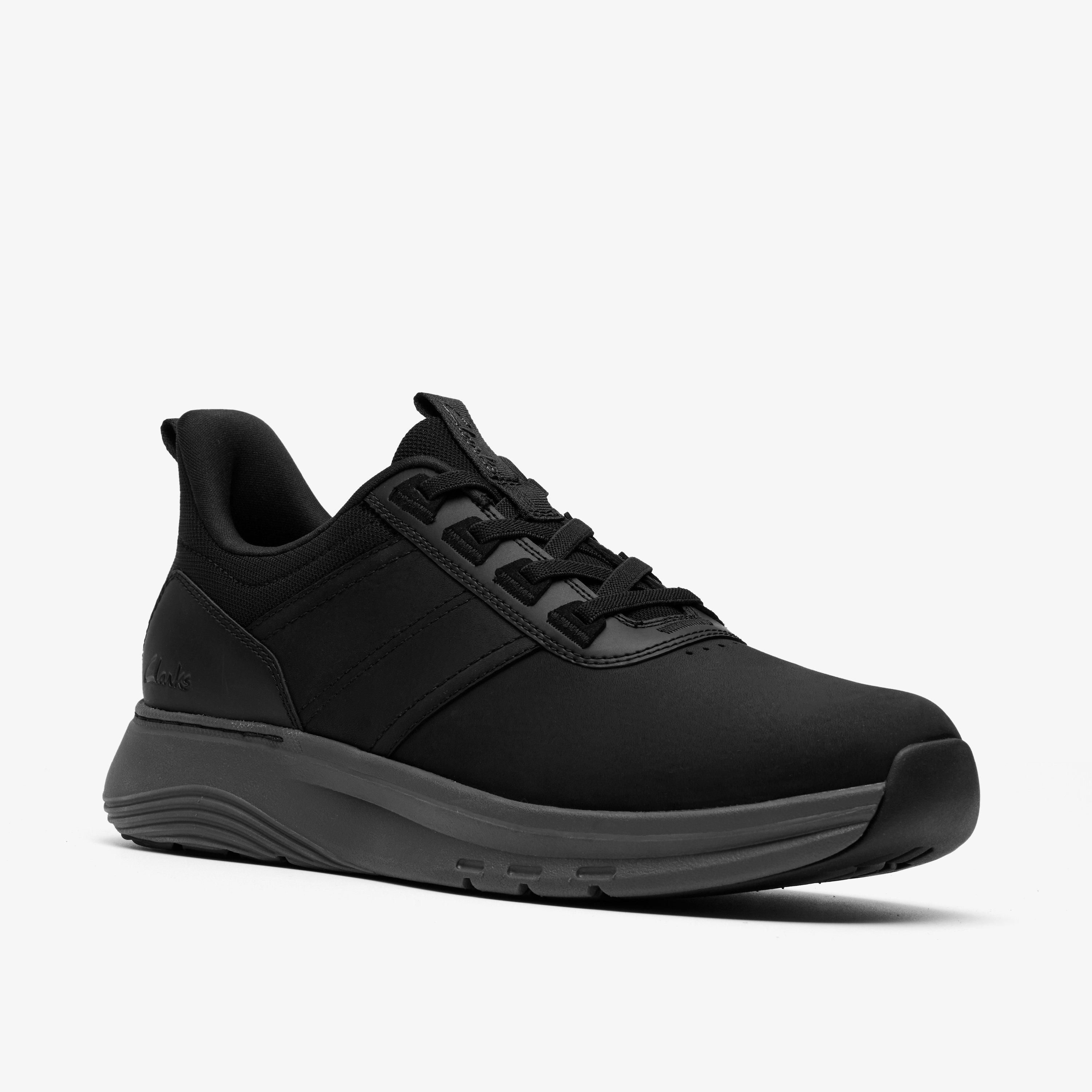 Mens Motion Trek LX Black Leather Trainers Lace Up | Clarks UK