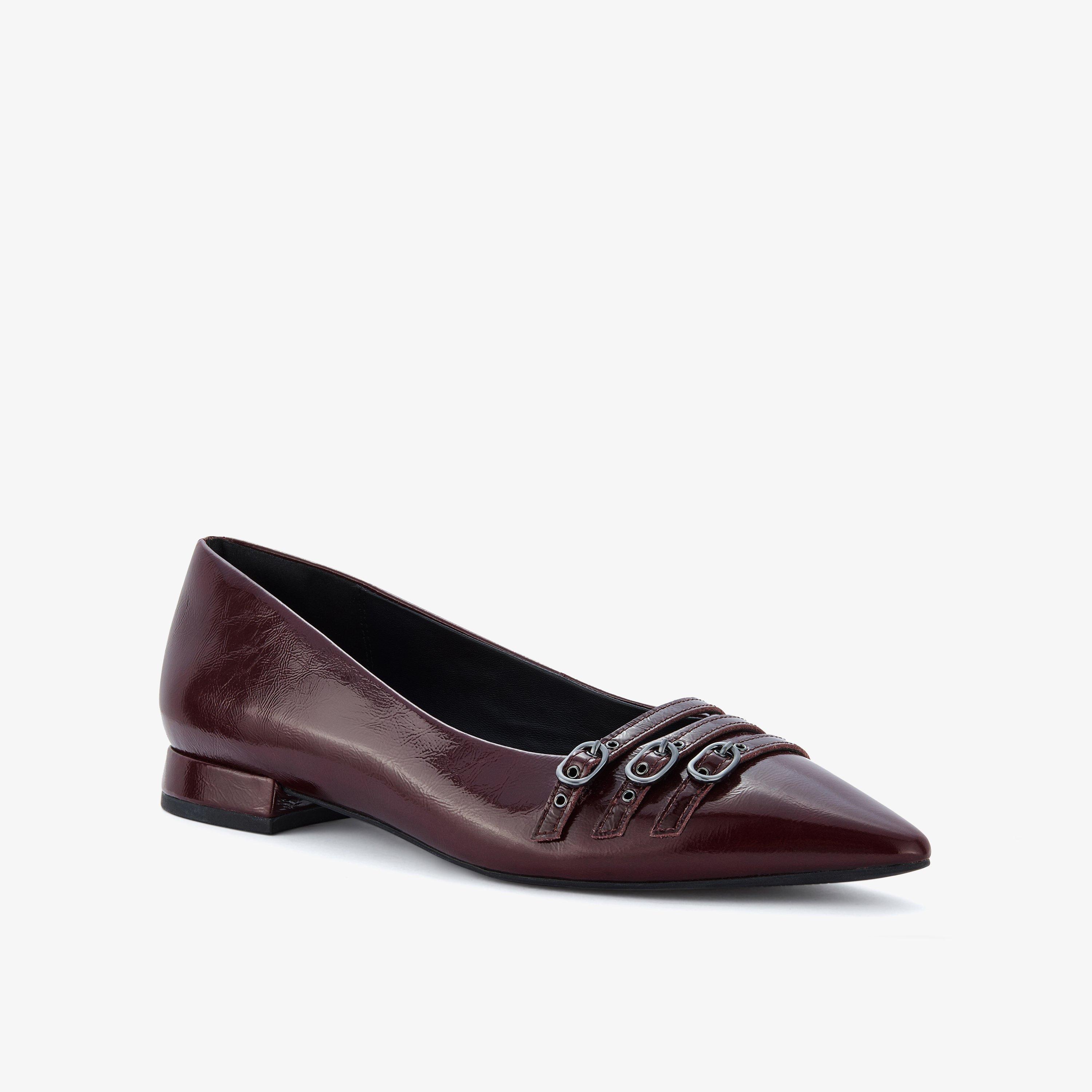 Womens Sensa 15 Strap Burgundy Patent Court Slip On Shoes | Clarks