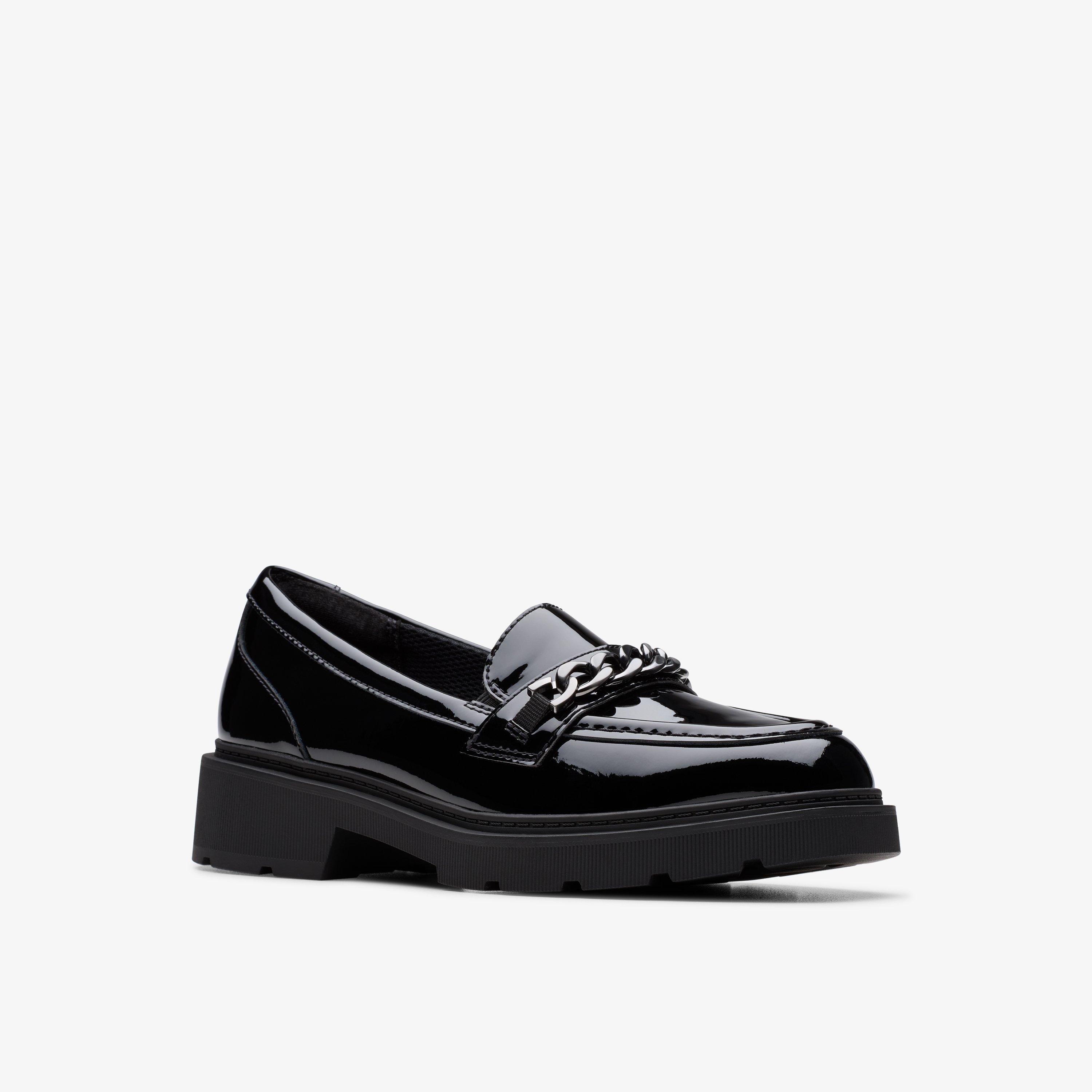 Boys, Girls, Kids Unisex Eris Edge Youth Black Patent Loafers, Slip Ons ...