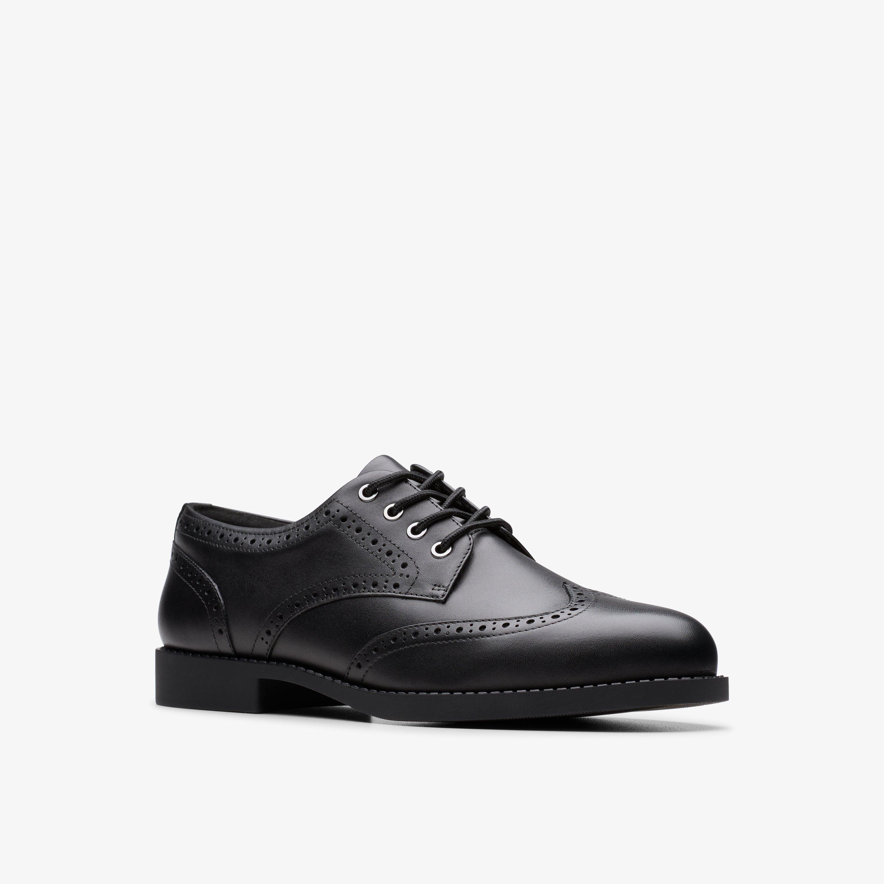 Girls Tapa Pure Youth Black Leather Brogues | Clarks