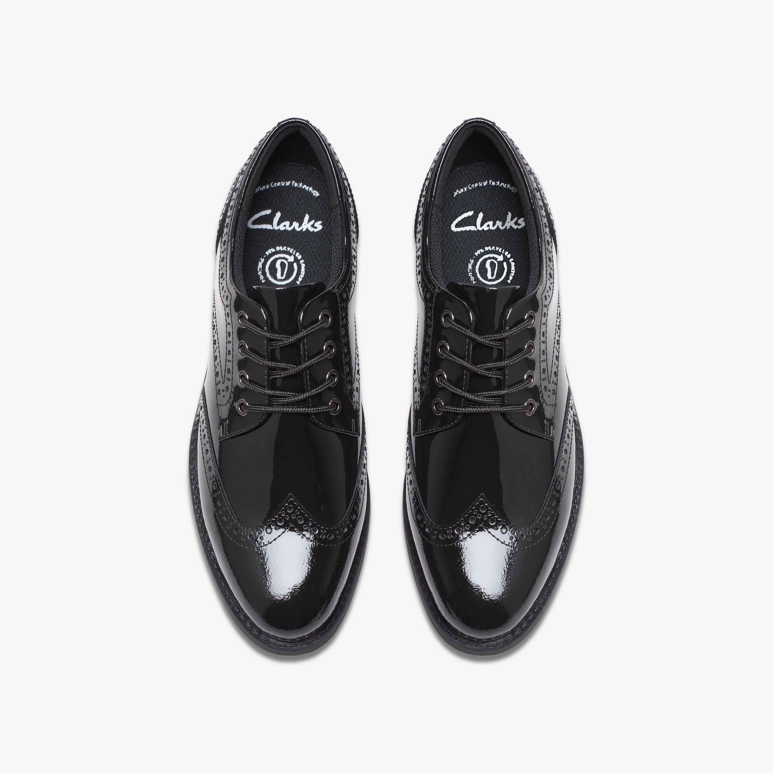 Boys Girls Kids Unisex Tapa Pure Youth Black Patent Brogues Lace Up ...
