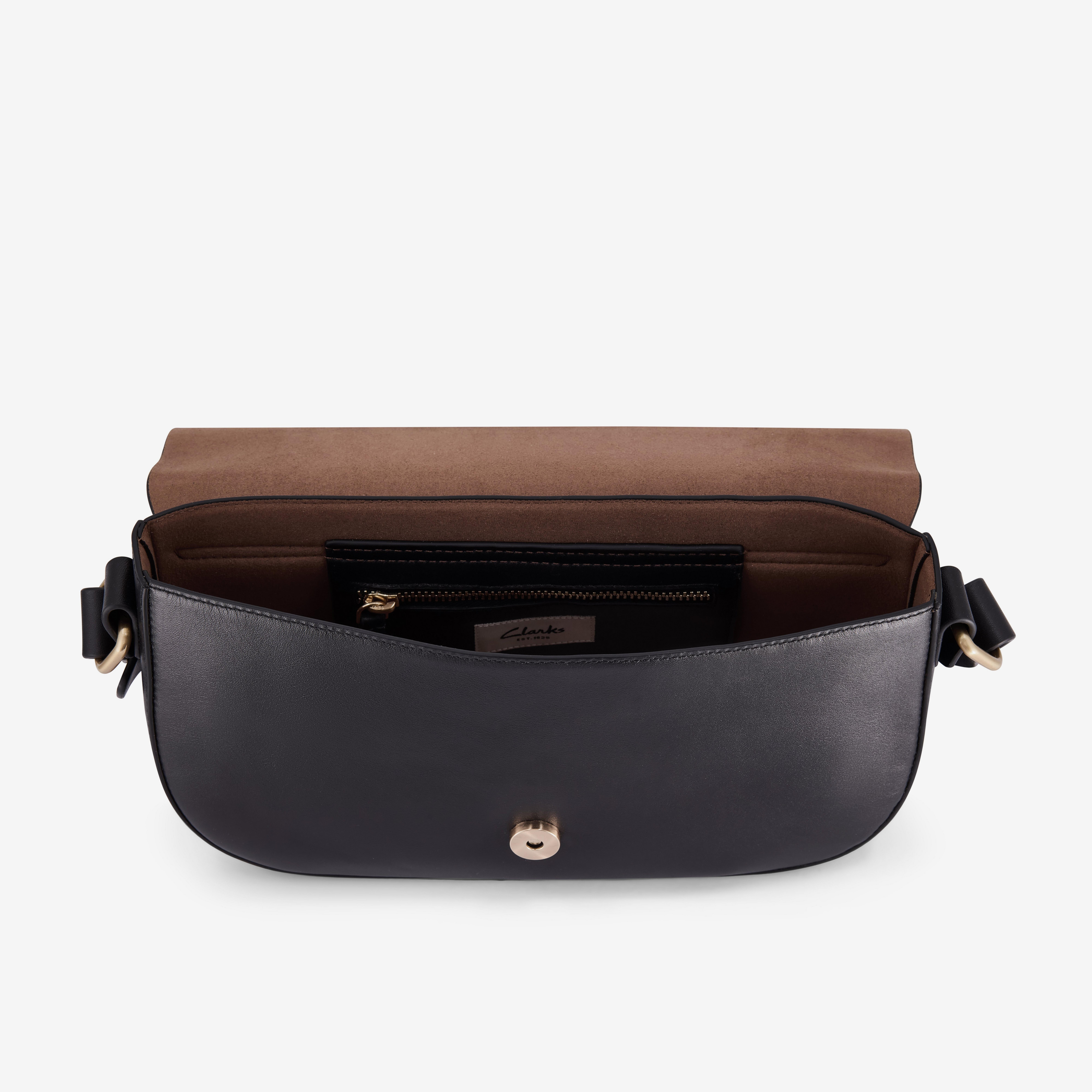 Womens Baguette Dress Black Leather Shoulder Bag Bags | Clarks UK
