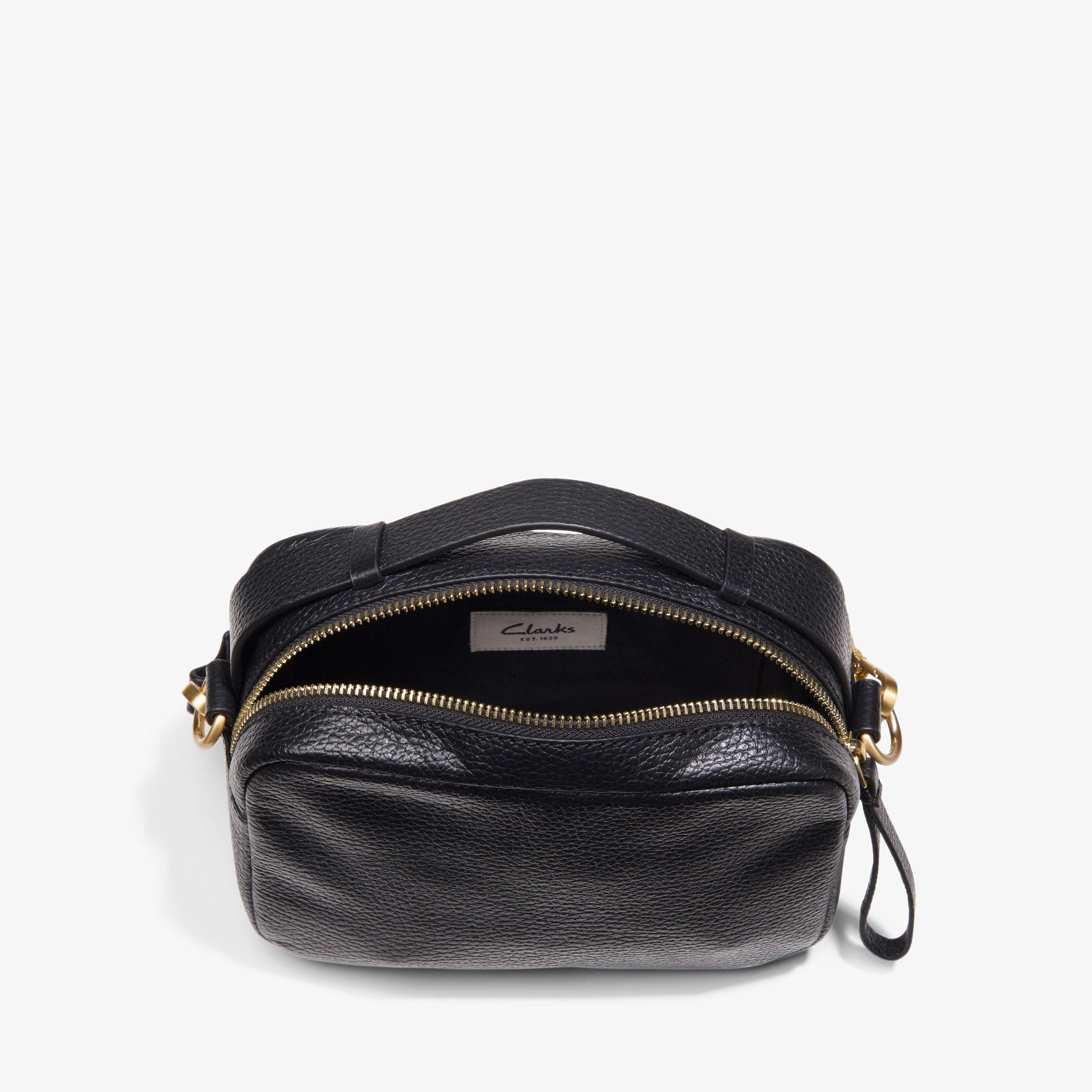 Womens Camera Cross Black Leather Cross Body Bag Bags | Clarks UK