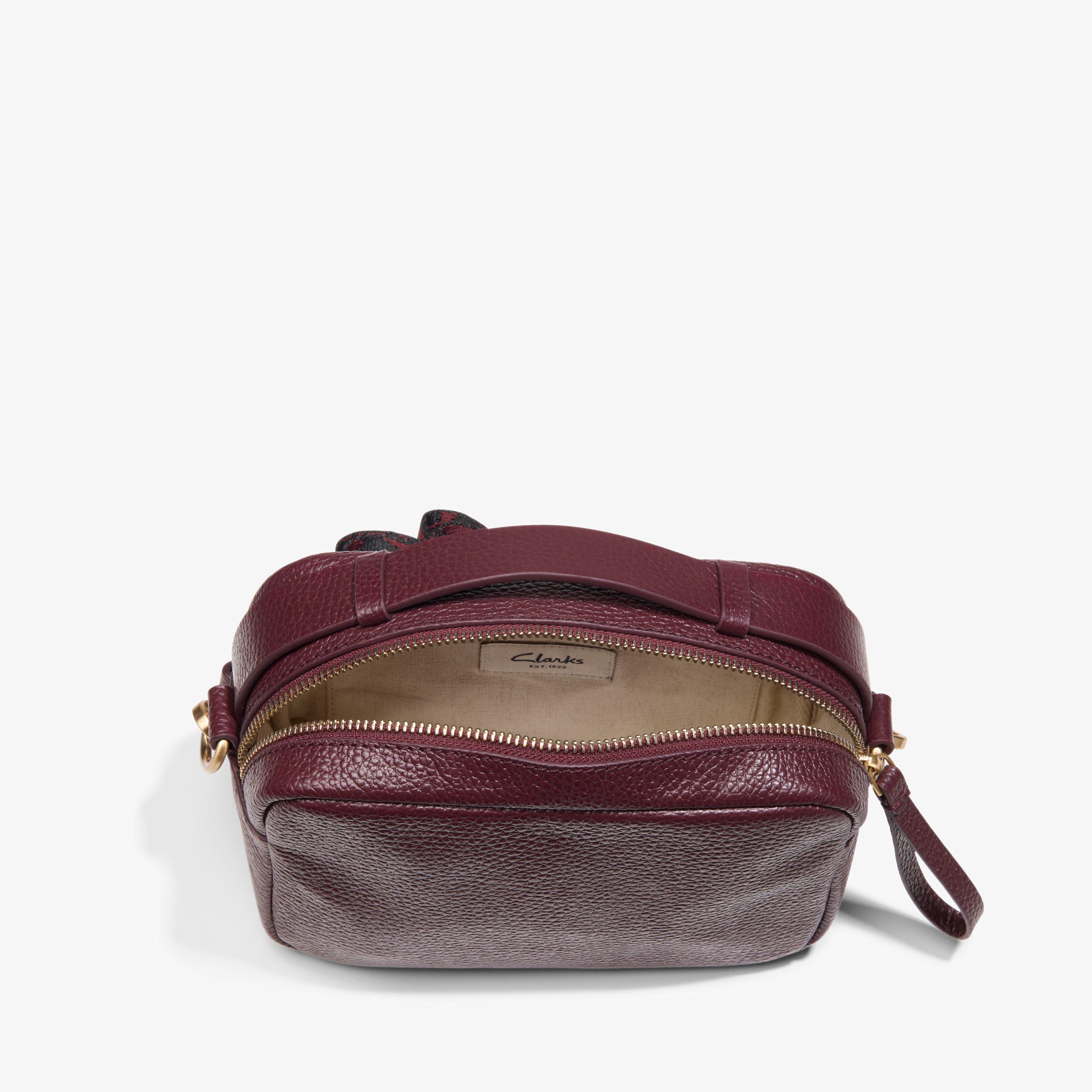 Dames Camera Cross Burgundy Leren Schoudertas | Clarks