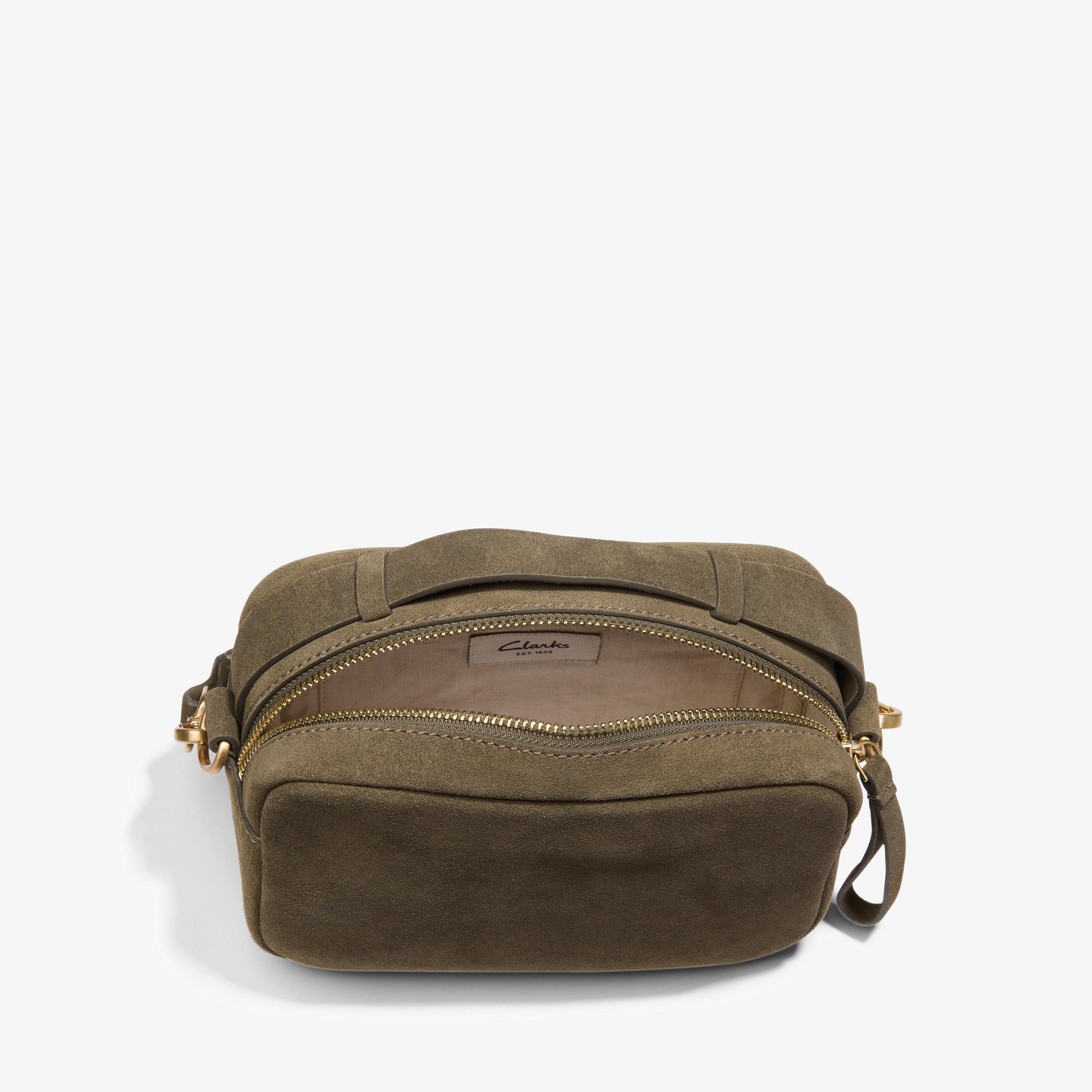 Womens Camera Cross Olive Suede Across Body Bag | Clarks UK