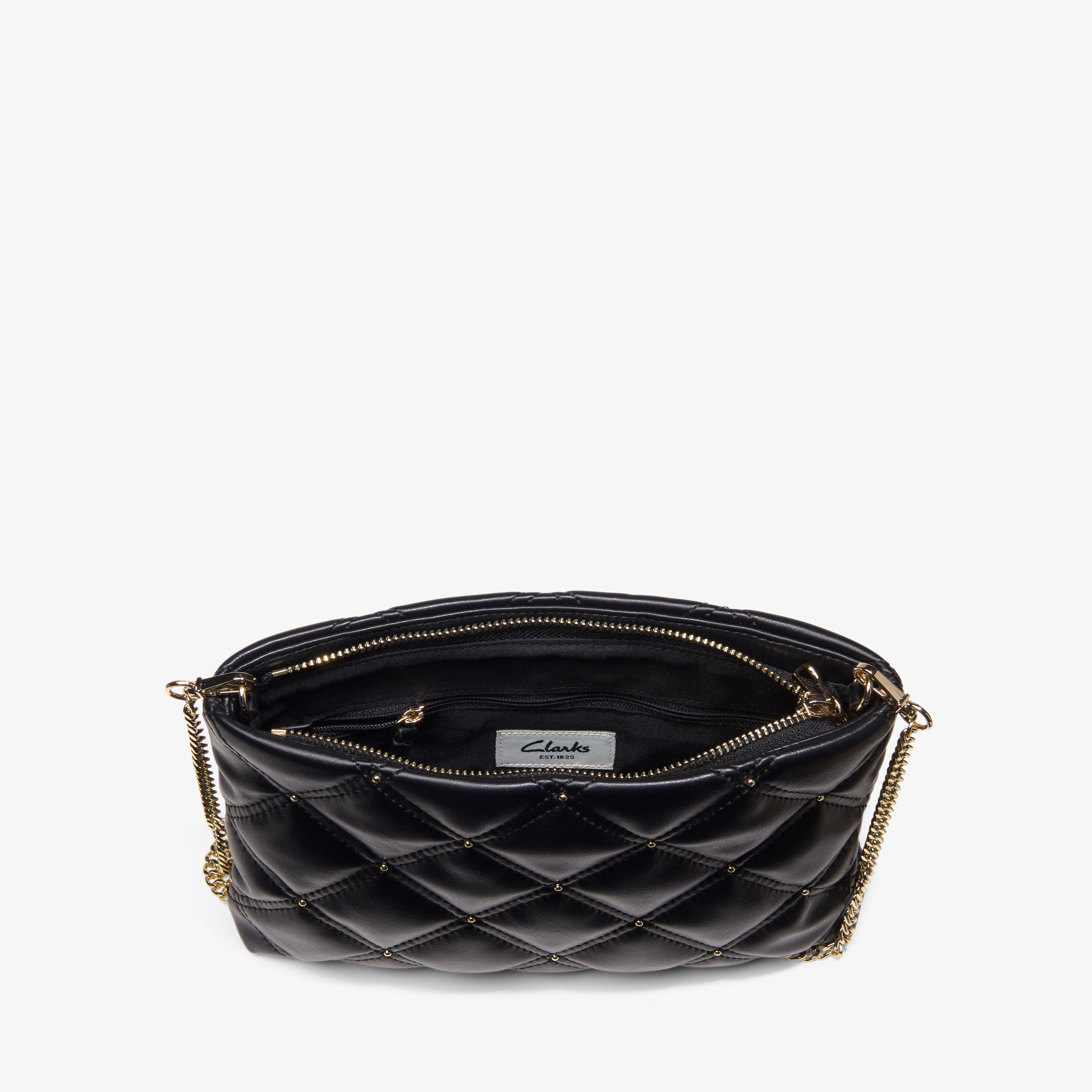 Womens Dress Pouch Black Quilted Across Body Bag | Clarks