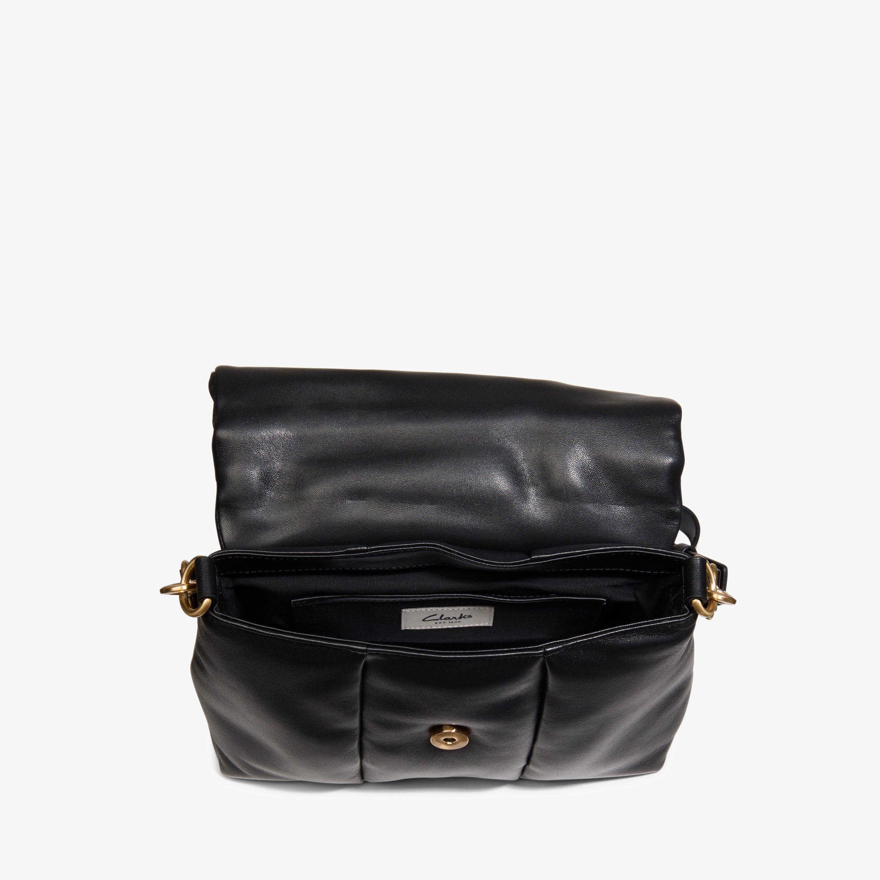 Womens Puffy Crossbody Black Leather Shoulder Bag, Cross Body Bag Bags ...