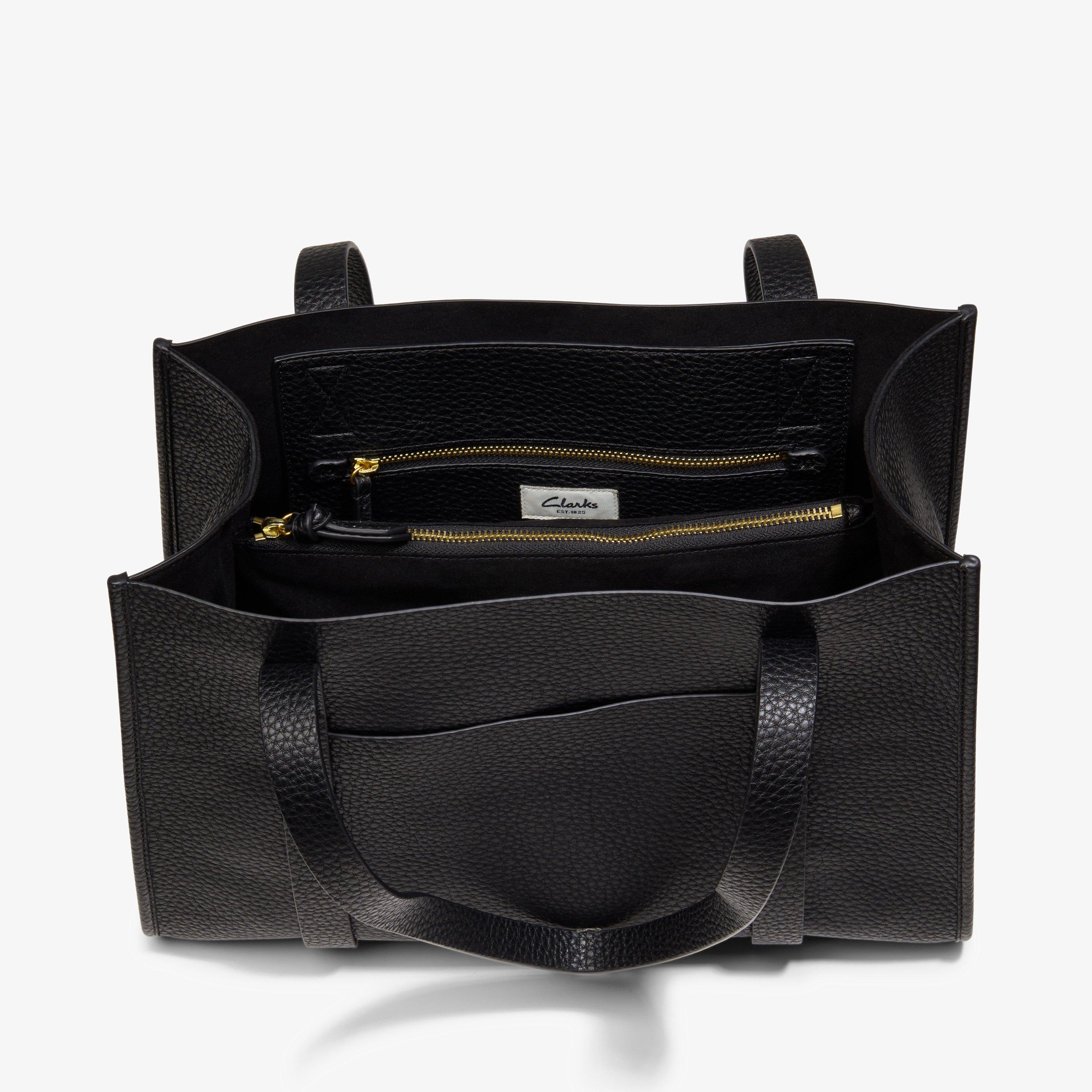 Womens Shopper Tote Black Shoulder Bag, Tote Bag Bags | Clarks UK