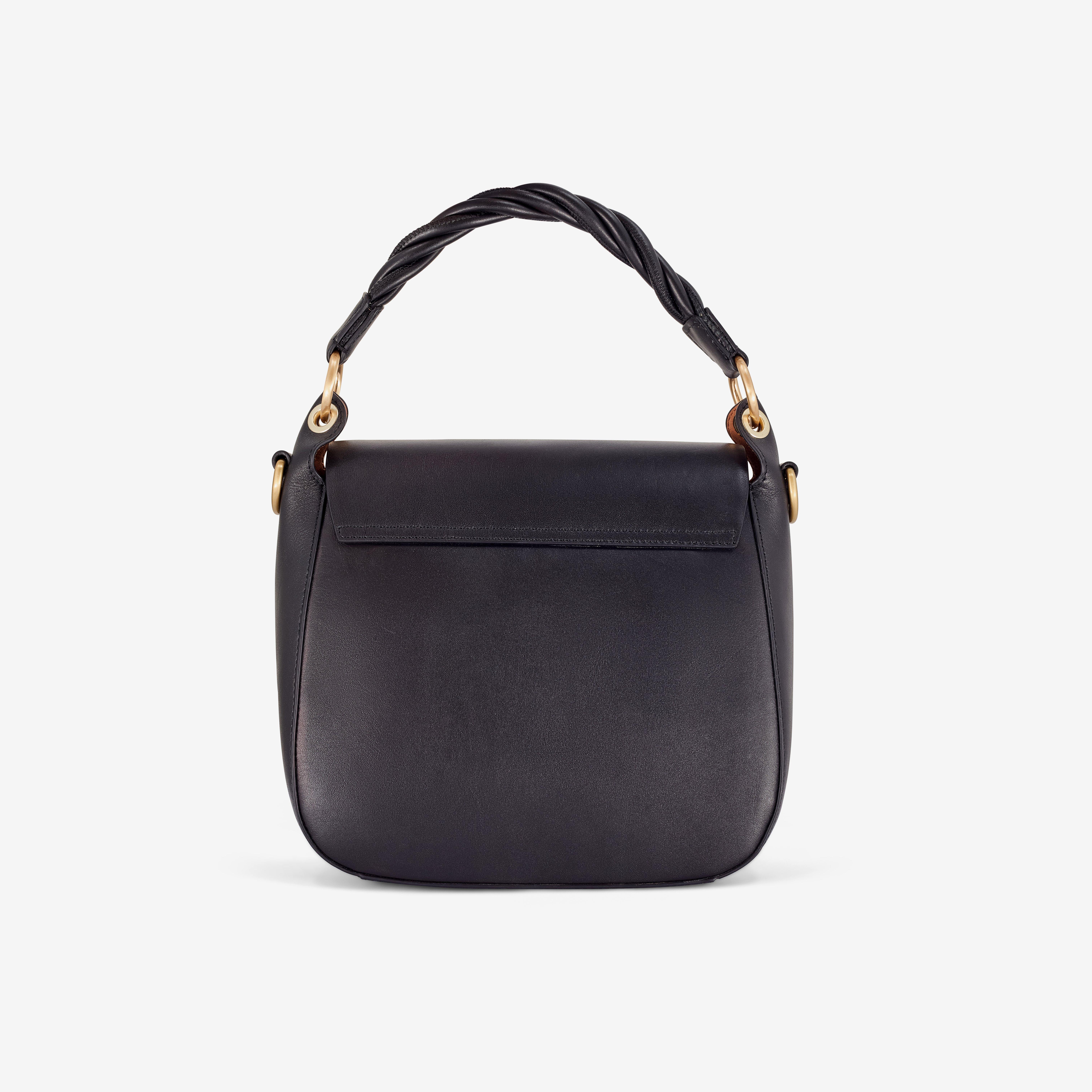 Womens Twist Midi Black Leather Shoulder Bag, Cross Body Bag Bags ...