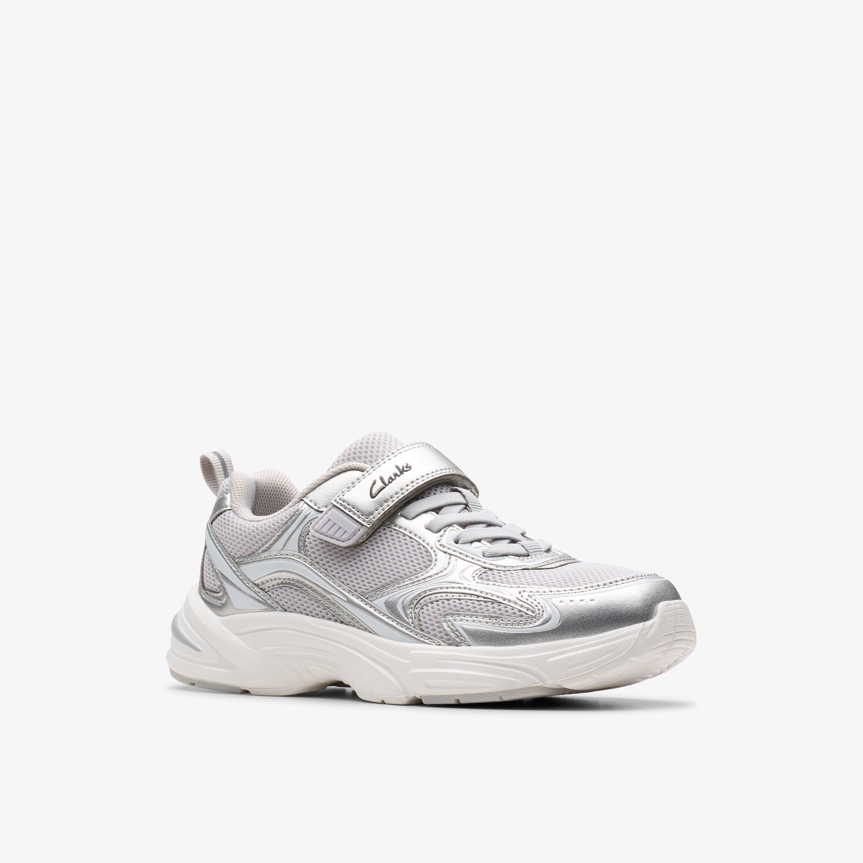 Boys, Girls, Kids Unisex Crafton Move Kid Silver Metallic Trainers ...