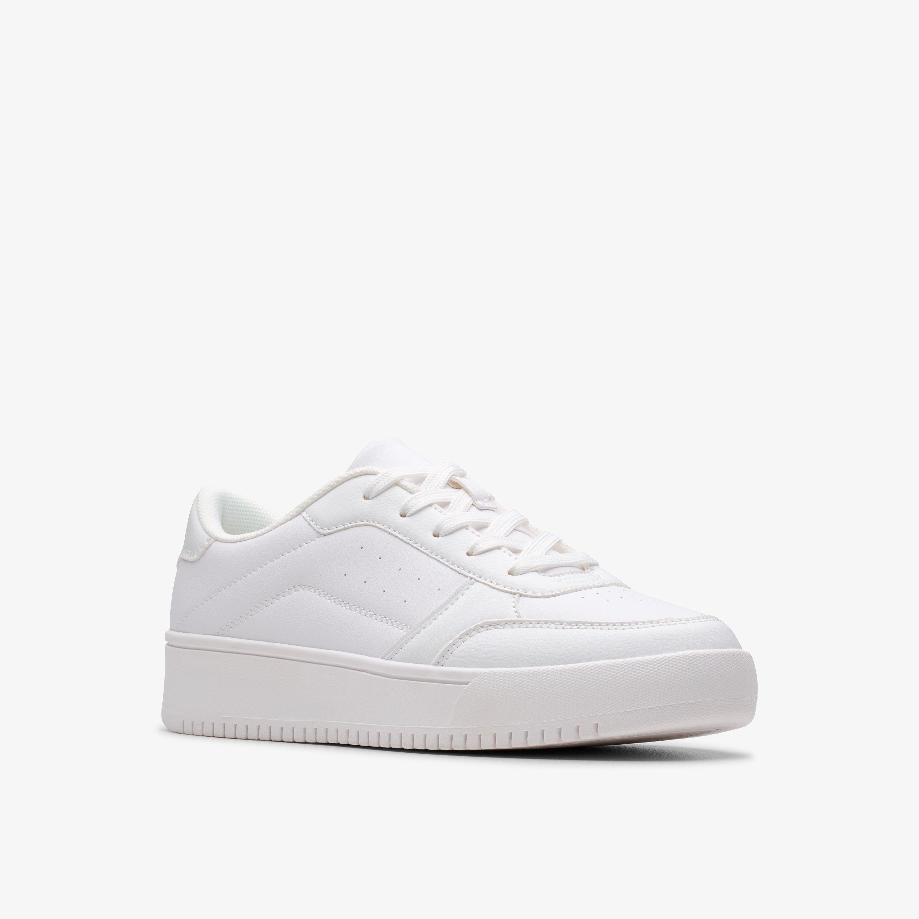 Boys Girls Kids Unisex Barley Step Youth White/White Lace Up Trainers ...