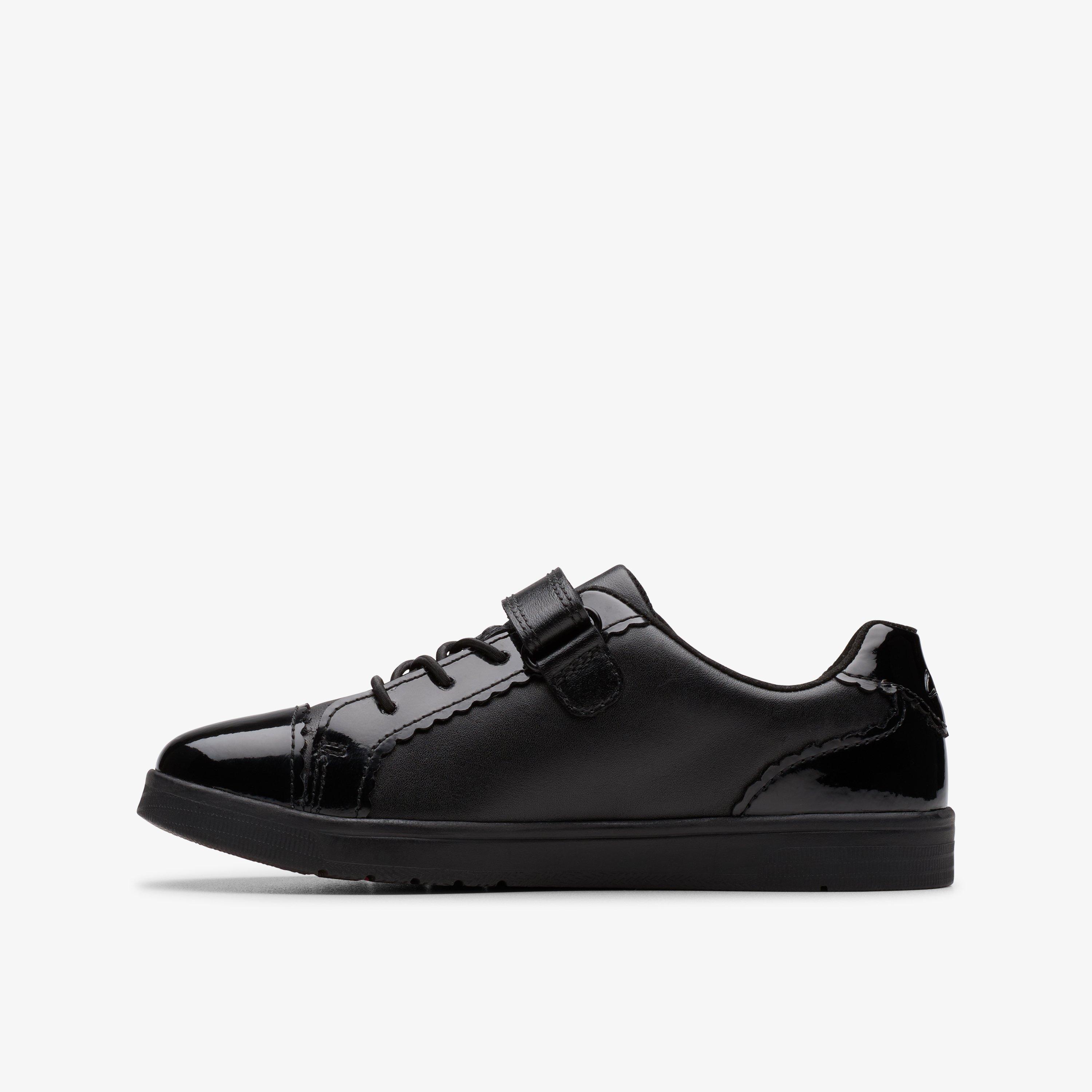 Girls Disco Charm Kid Black Leather Trainers, Riptape, School Shoes ...
