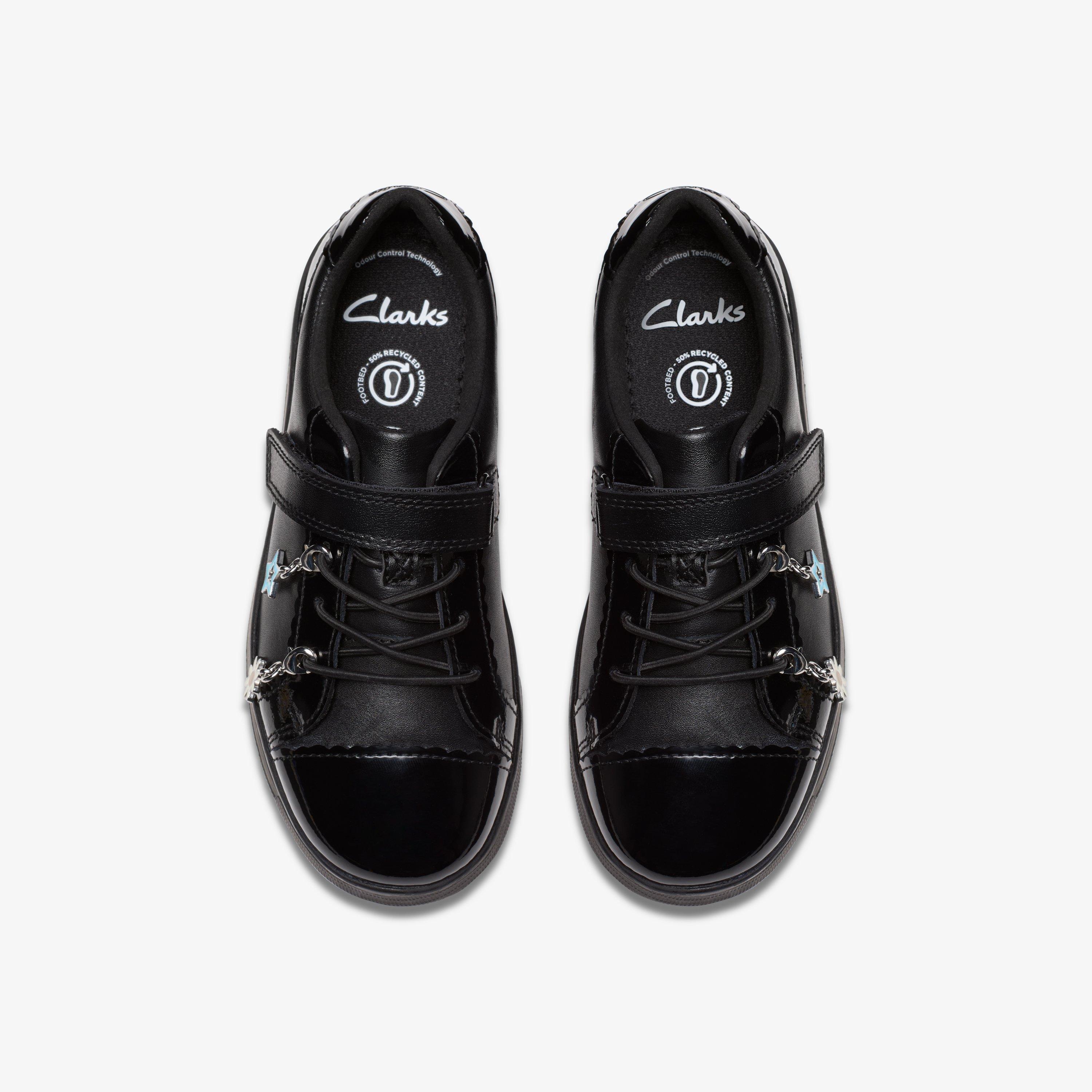 Girls Disco Charm Kid Black Leather Trainers, Riptape, School Shoes ...