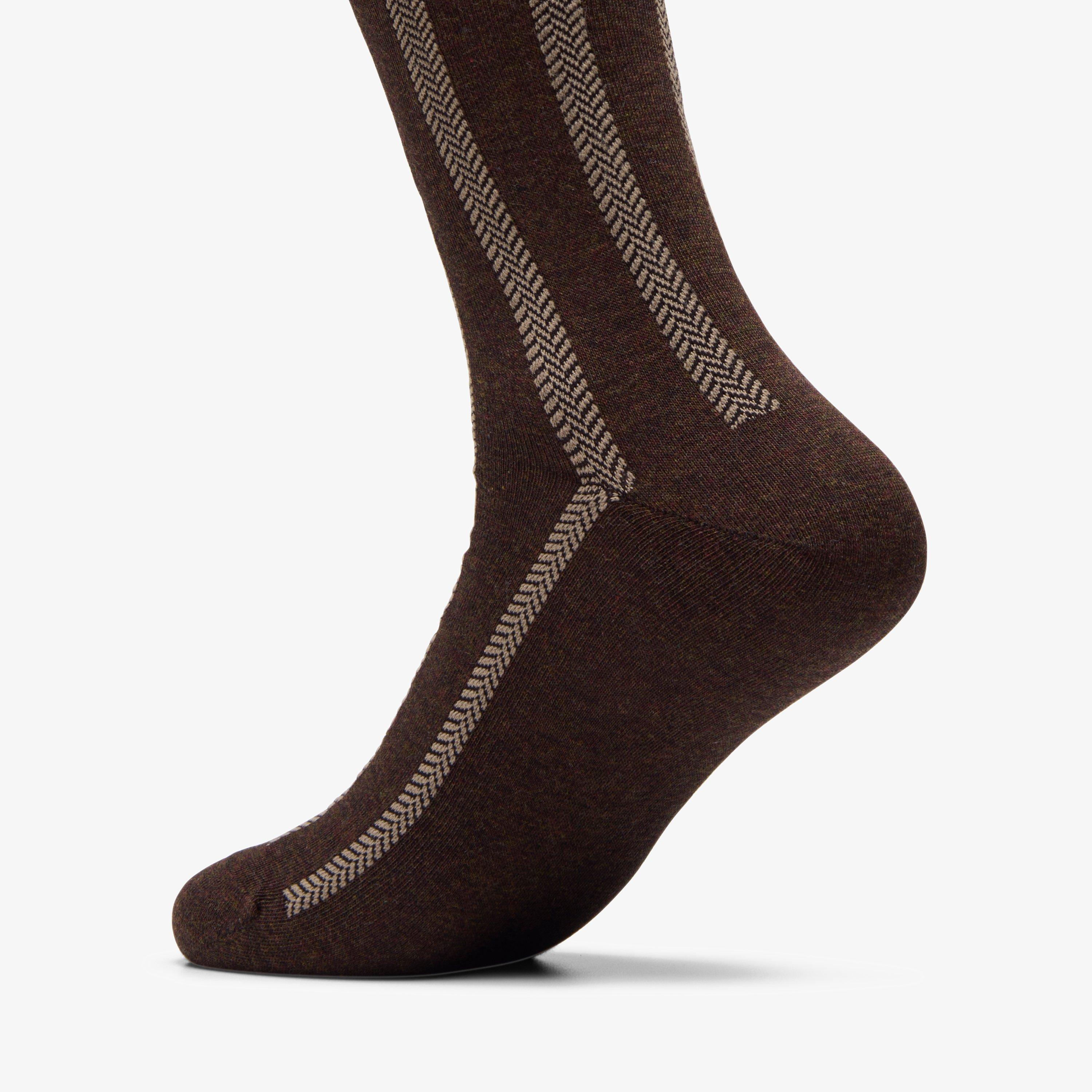 Mens Vertical Zag Brown Socks | Clarks US