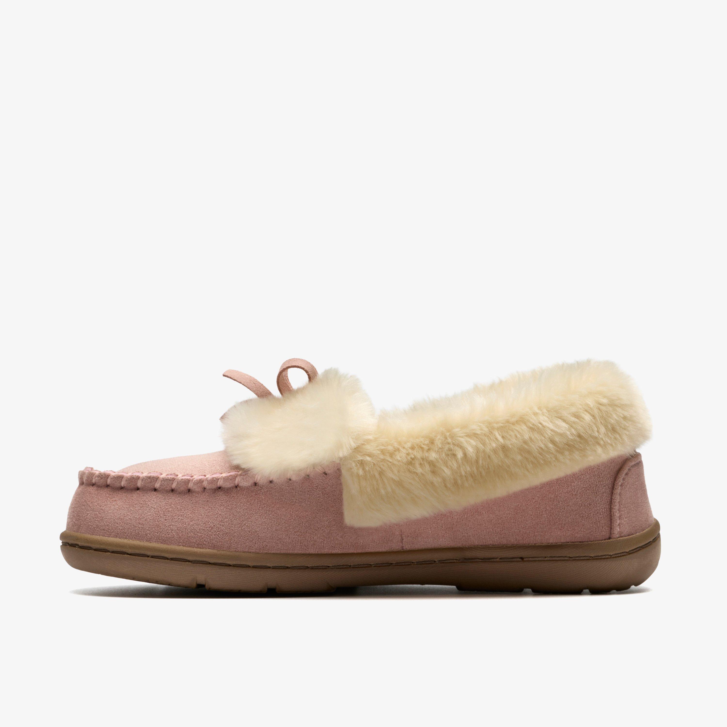 Womens Leno Cosy Light Pink Slippers | Clarks
