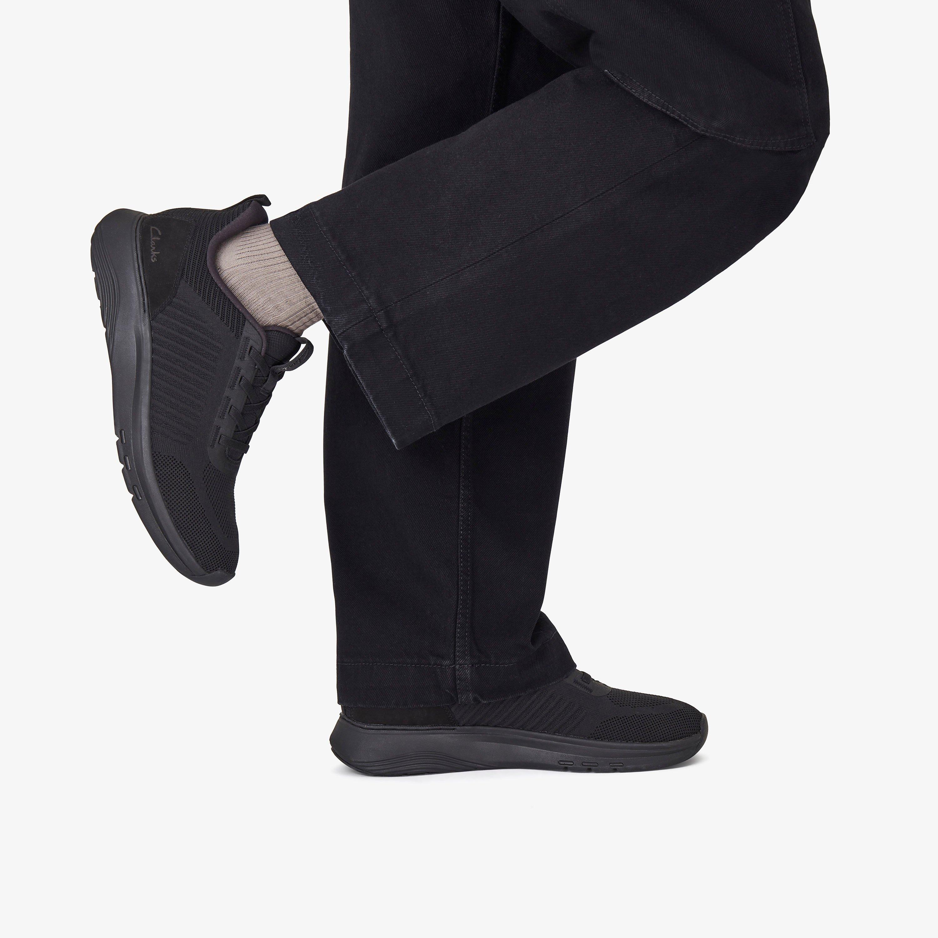 Mens Motion Trek LT Black Knit Sneakers | Clarks